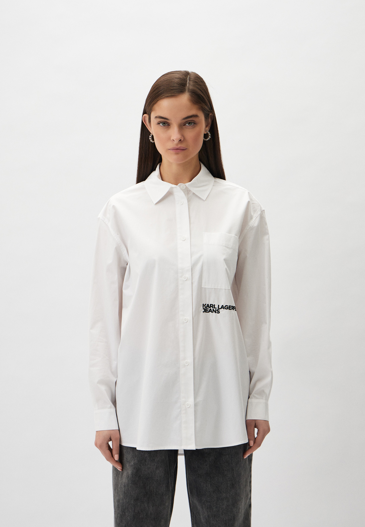 Рубашка Karl Lagerfeld Jeans, цвет: белый, MP002XW0OYD5 — купить в ...