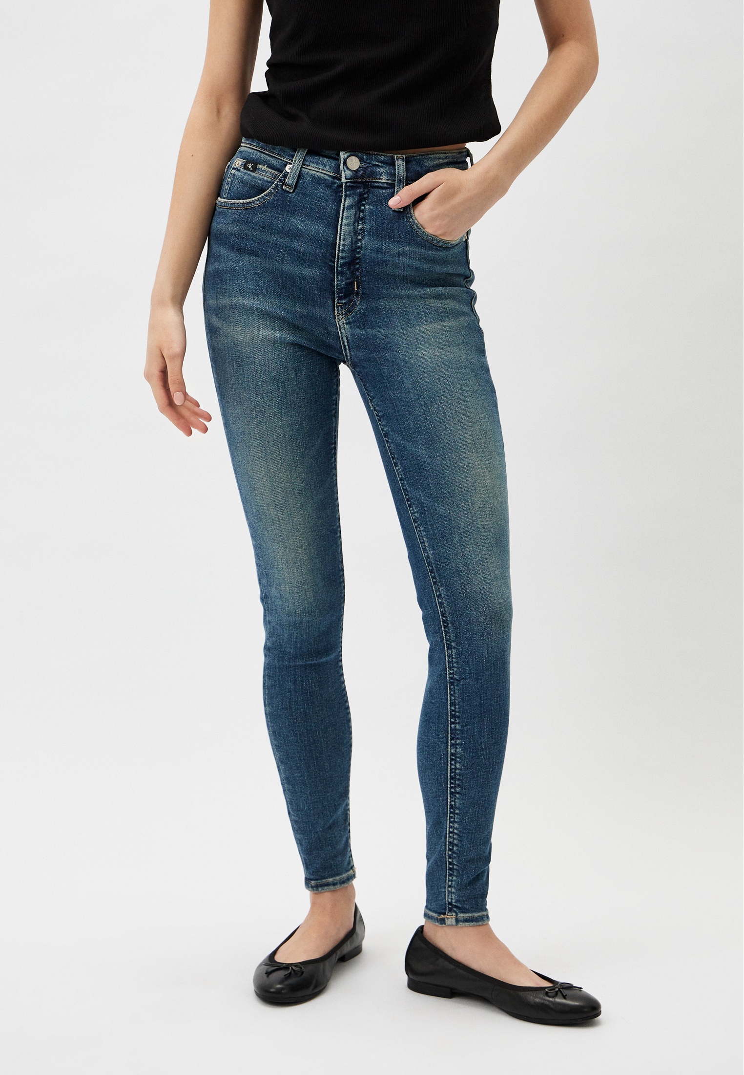 Джинсы Calvin Klein Jeans HIGH RISE SUPER SKINNY ANKLE, цвет: синий ...