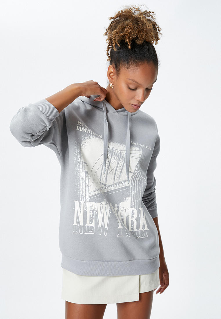 Худи Koton, цвет: серый, MP002XW0RNJE — купить в интернет-магазине Lamoda