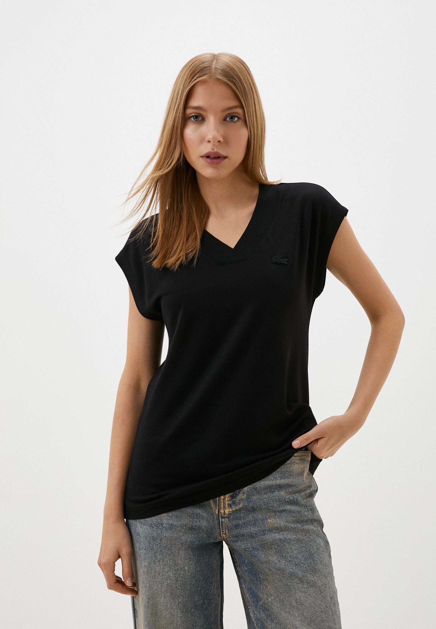 Майка Lacoste Slim Fit, цвет: черный, MP002XW0Z765 — купить в интернет ...