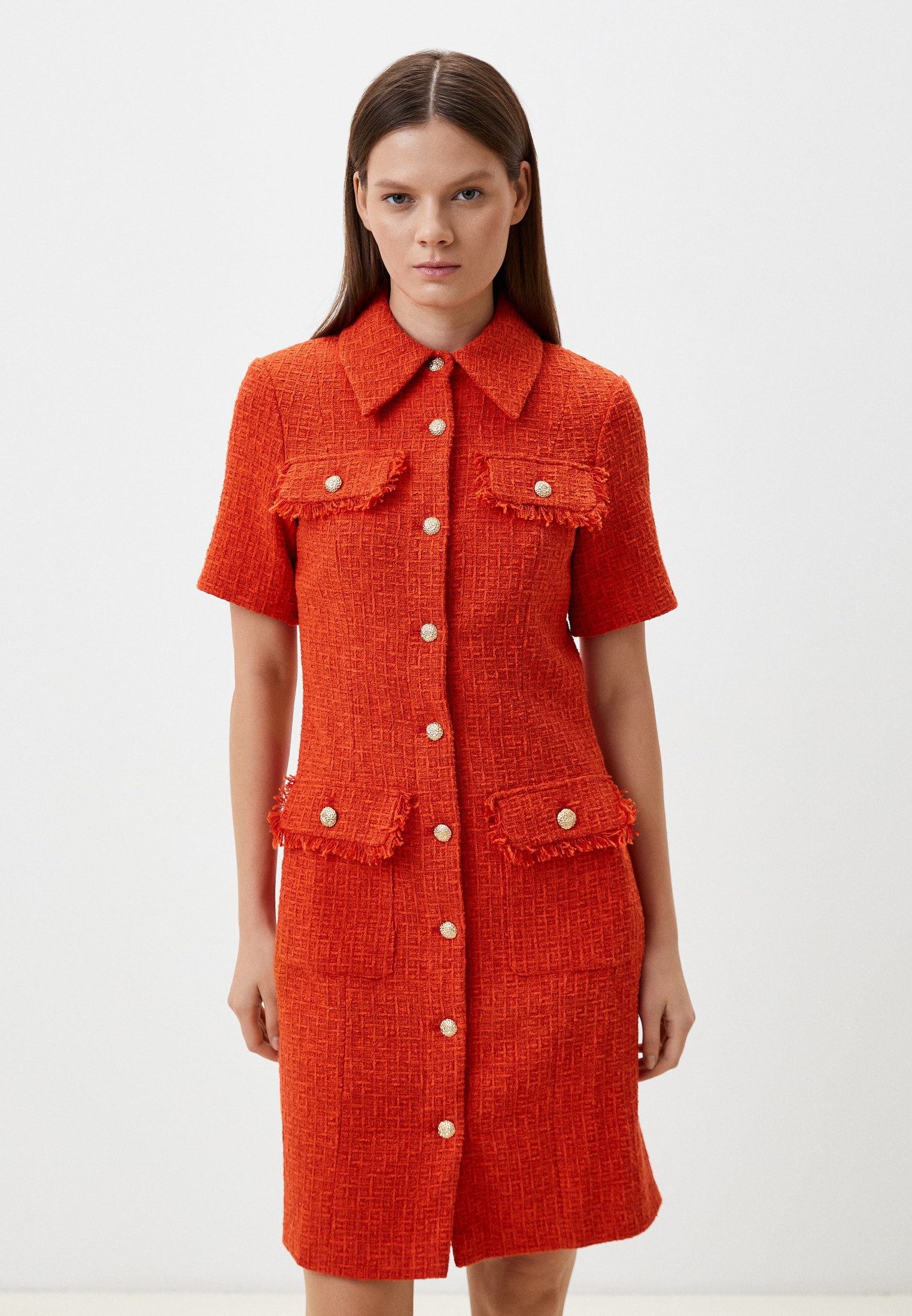 Платье Charuel TWEED DRESS SHIRT, цвет: оранжевый, MP002XW148RW ...
