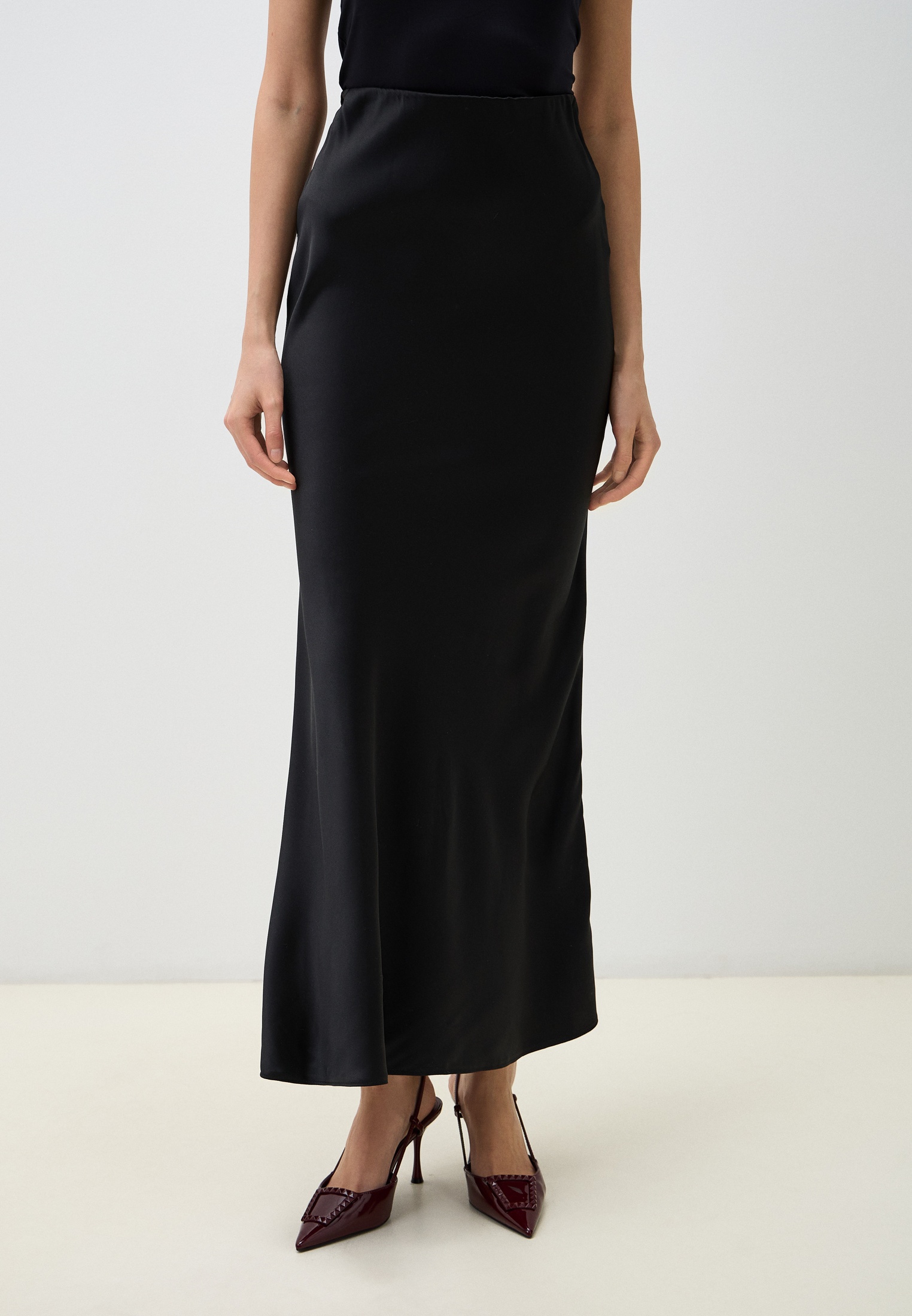 Юбка ПодругаДруга атласная по косой, цвет: черный, MP002XW18PB1 ...