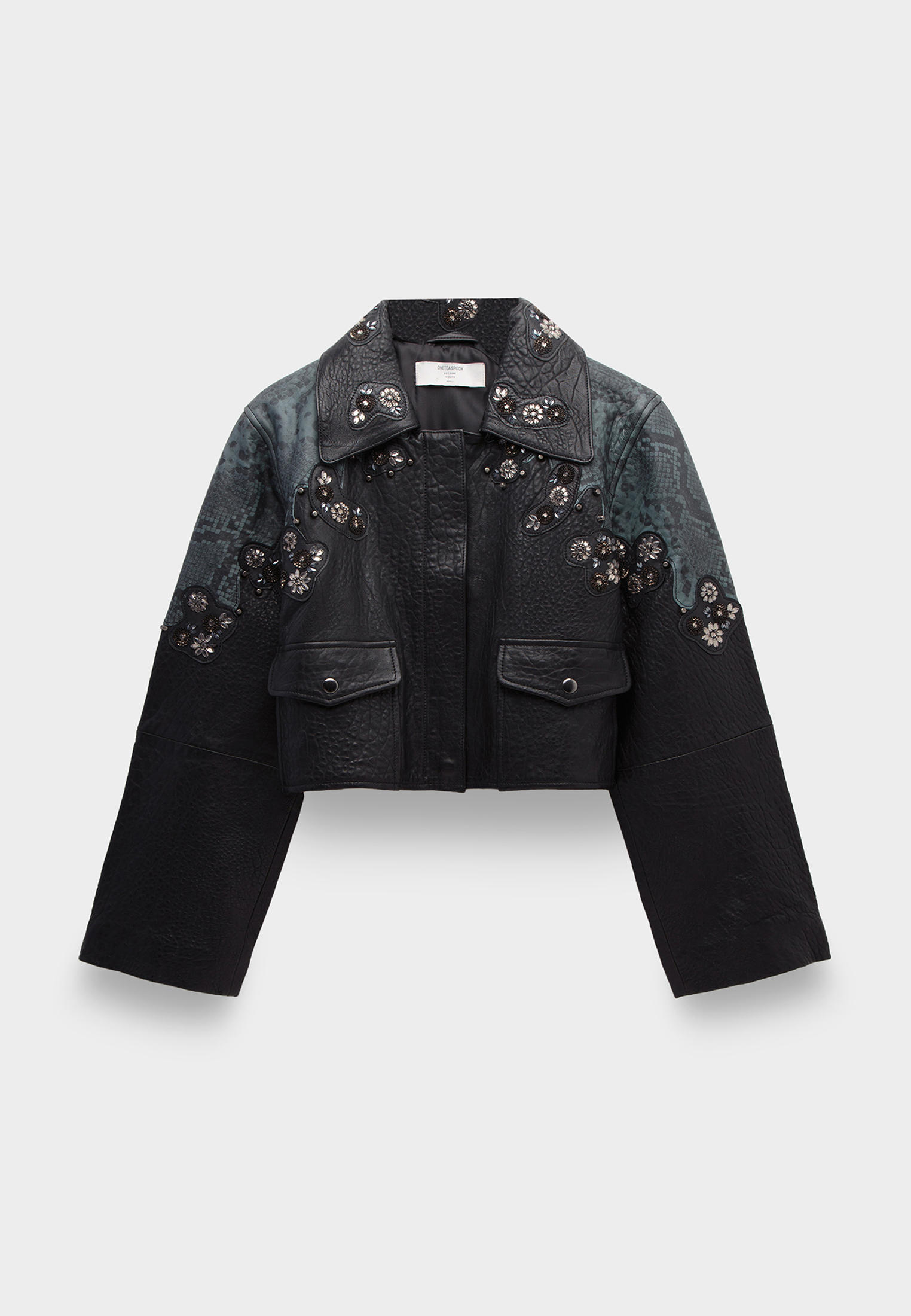 Куртка кожаная One Teaspoon matador leather cropped jacket black, цвет ...