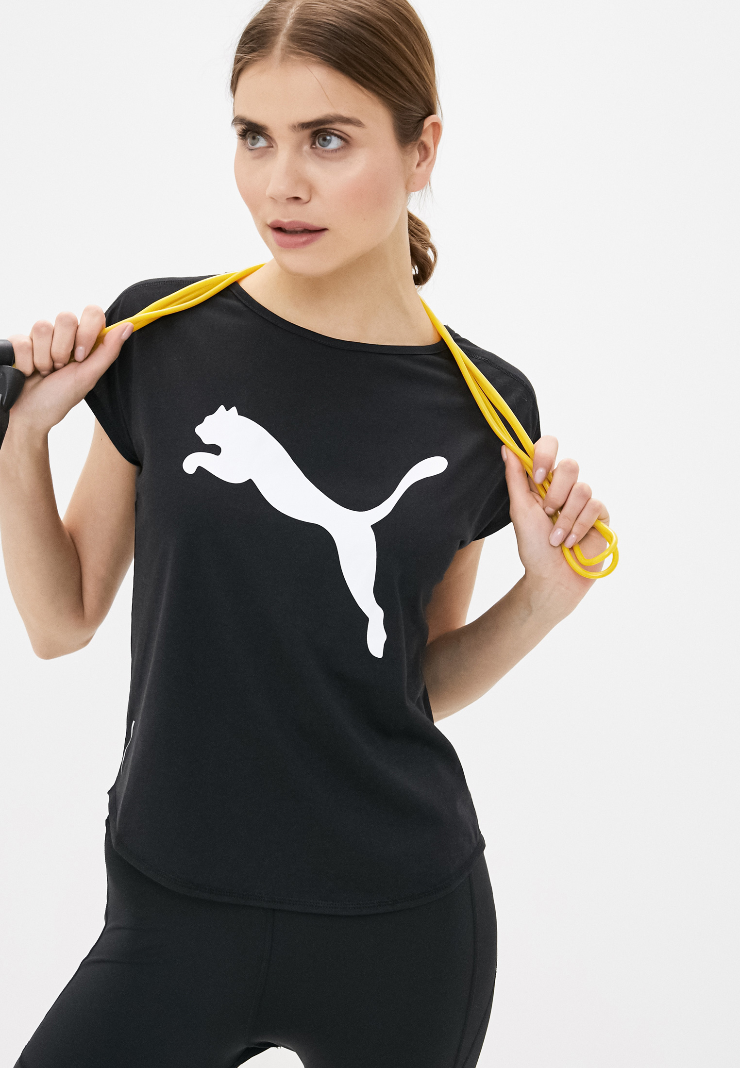 Футболка спортивная PUMA Studio Mesh Cat Tee, цвет: черный ...
