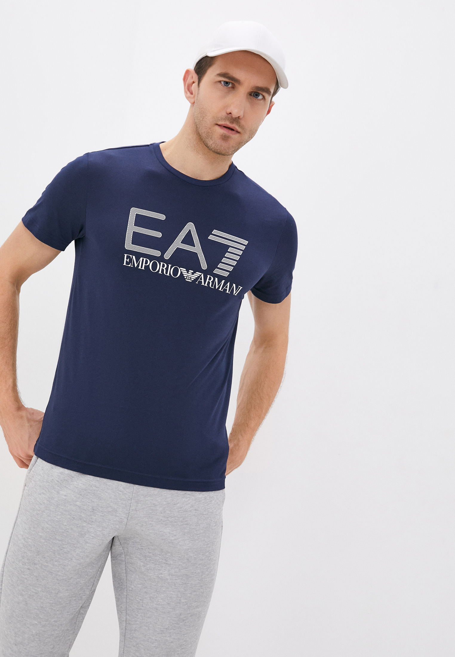 Футболка EA7, цвет: синий, RTLAAB039301 — купить в интернет-магазине Lamoda