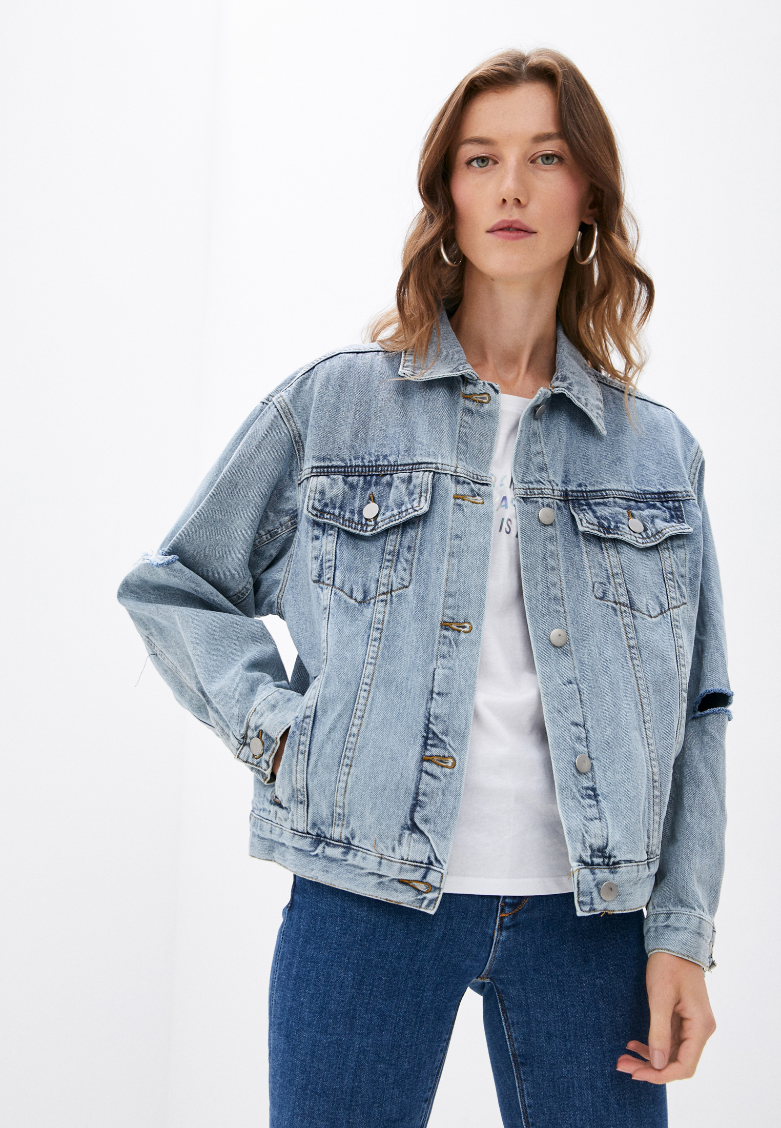 Куртка джинсовая Missguided, цвет: голубой, RTLAAN245701 — купить в ...
