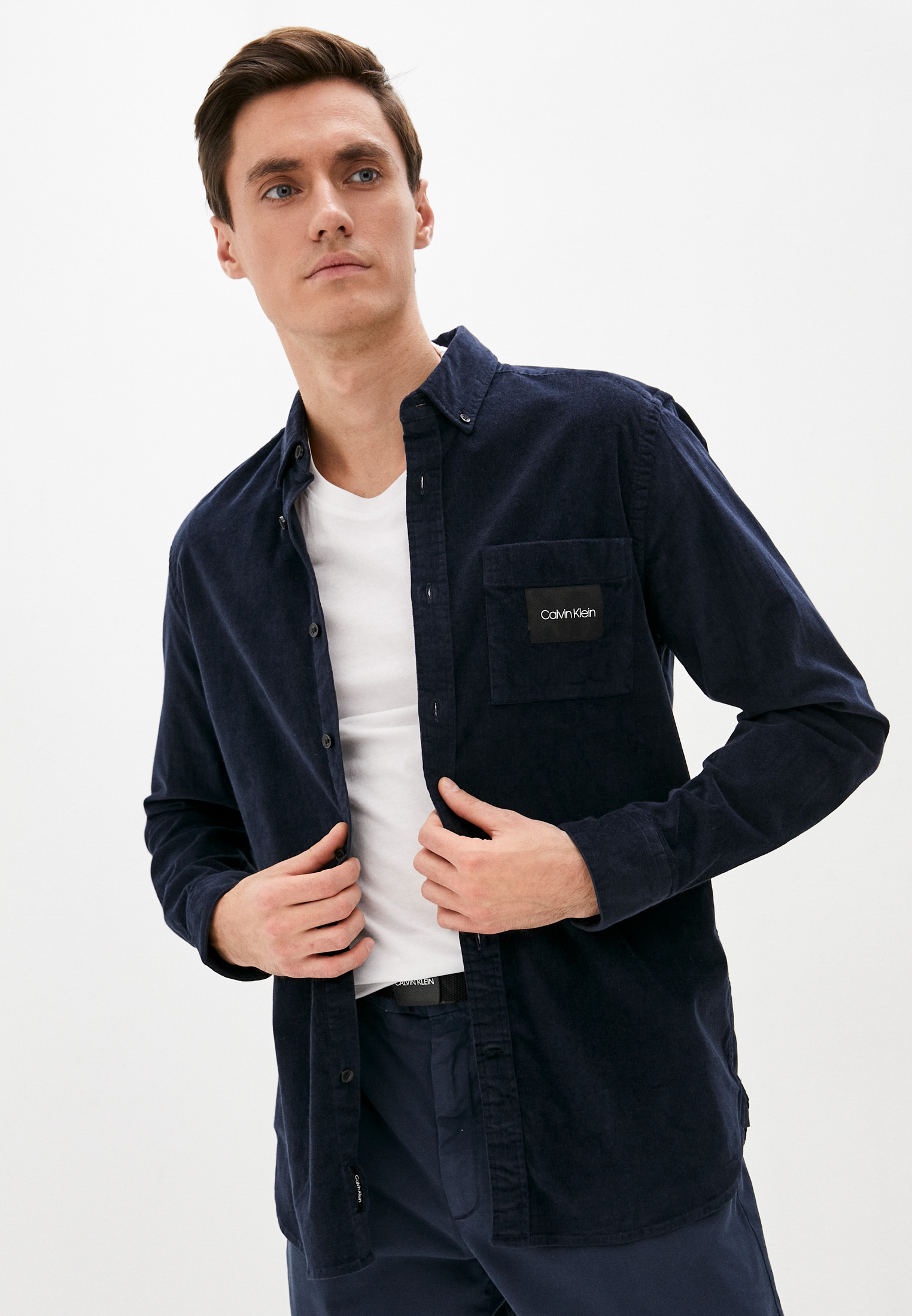 Рубашка Calvin Klein, цвет: синий, RTLAAR329001 — купить в интернет ...