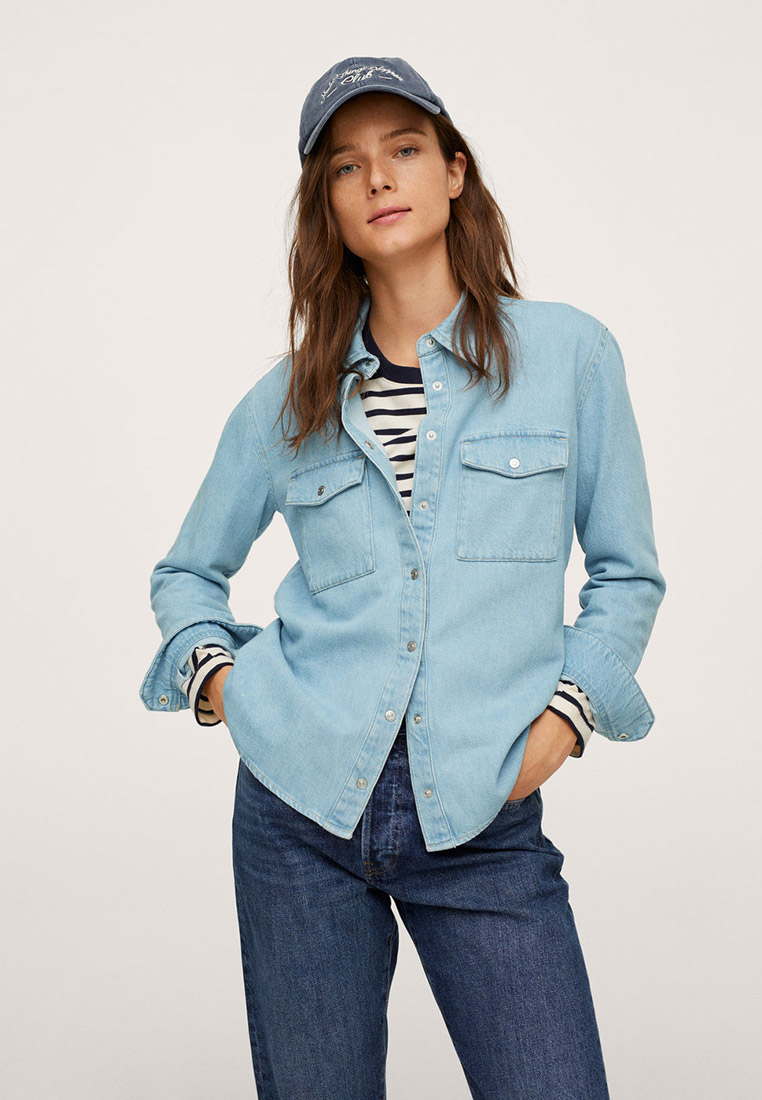 Рубашка джинсовая Mango JULIE, цвет: голубой, RTLAAV401601 — купить в ...