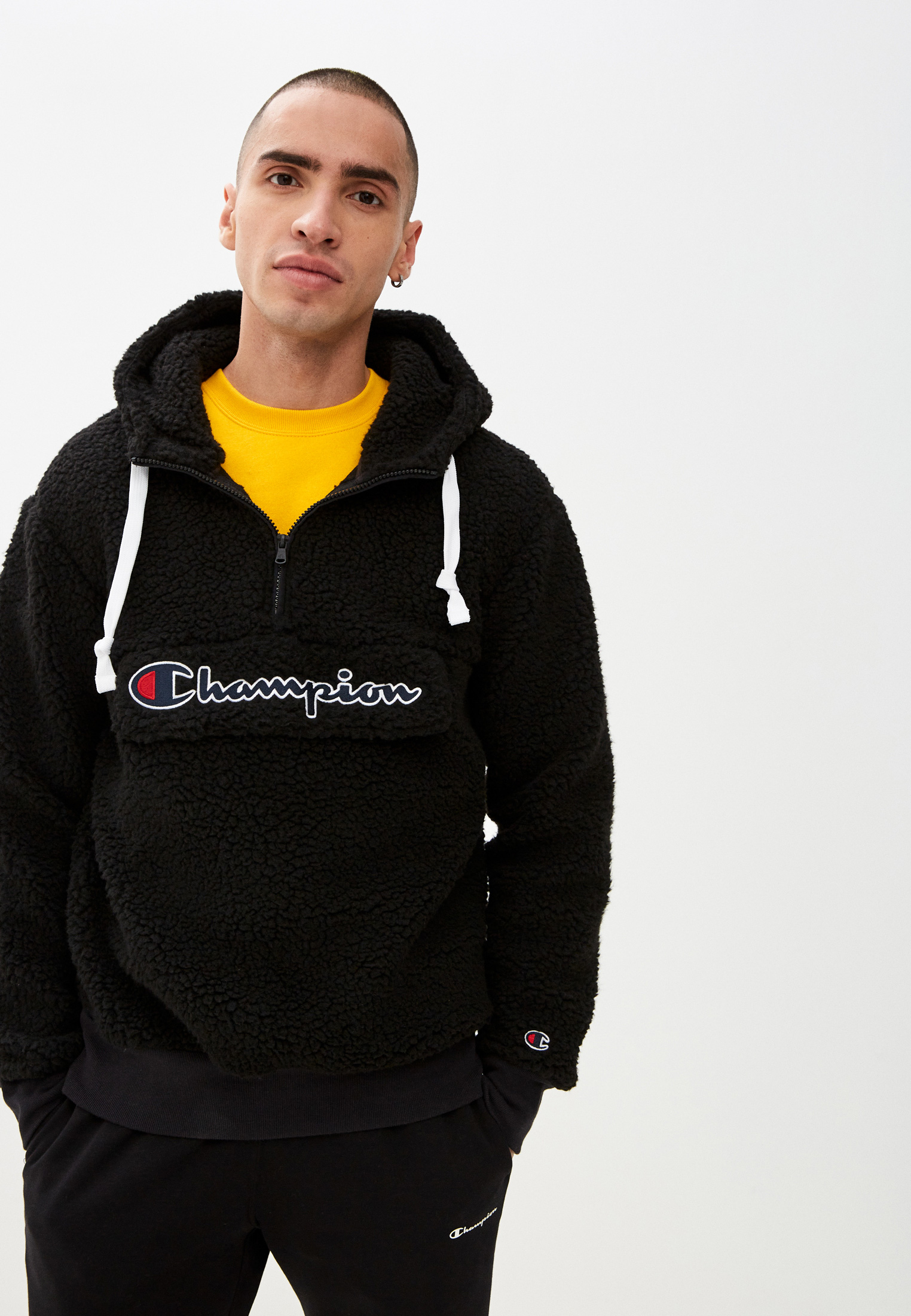 Худи Champion ROCHESTER POLAR Hooded Half Zip Top, цвет: черный ...