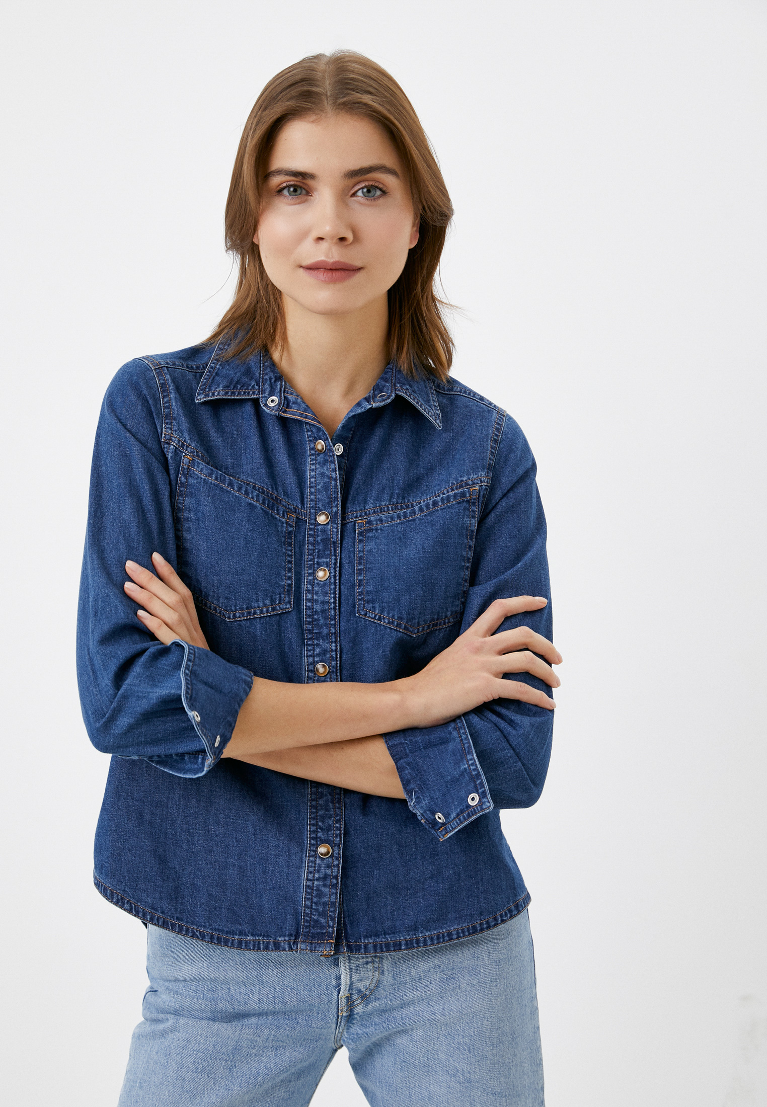 Рубашка джинсовая Marks & Spencer, цвет: синий, RTLAAZ260701 — купить в ...