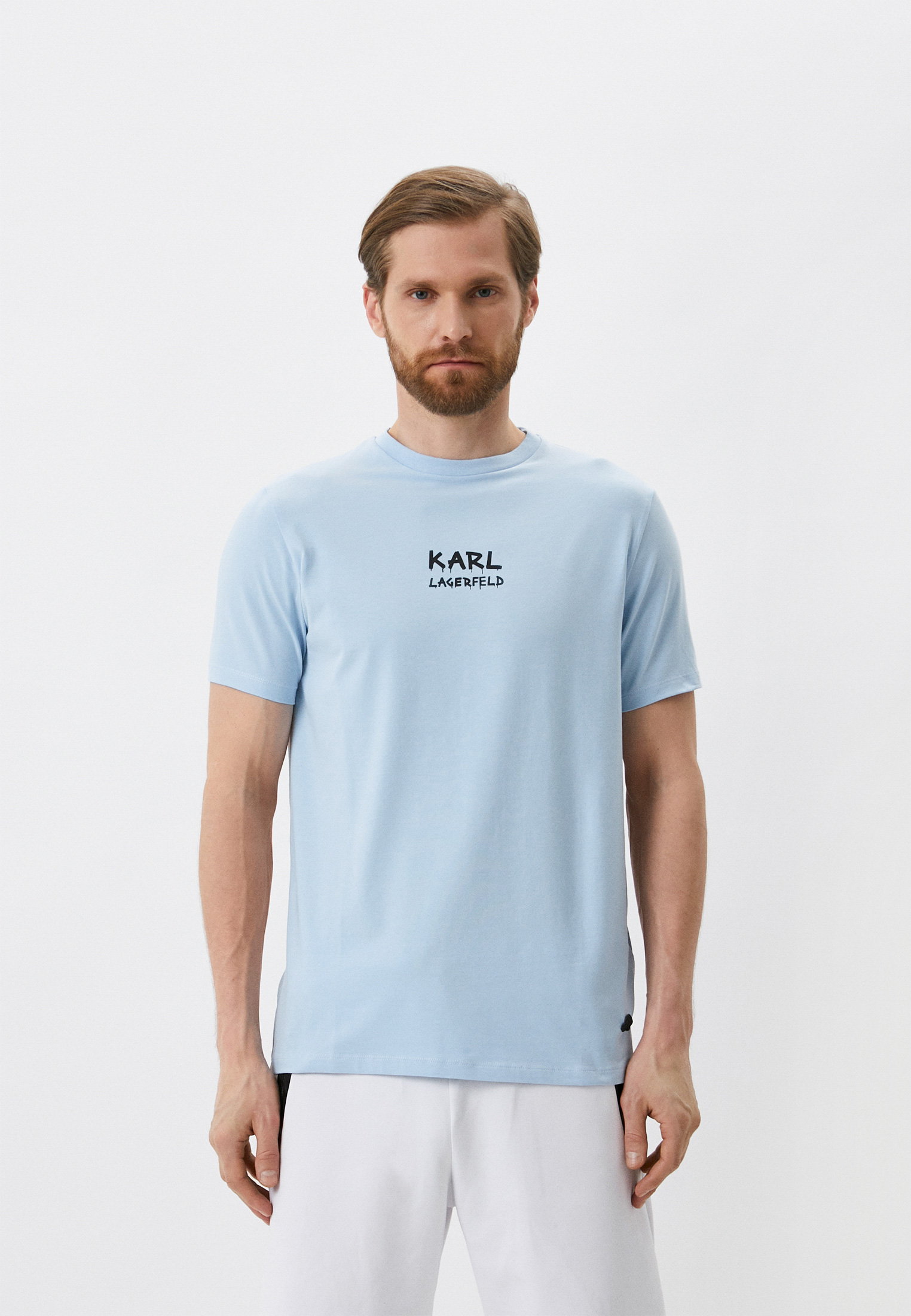 Футболка Karl Lagerfeld, цвет: голубой, RTLABK418001 — купить в ...