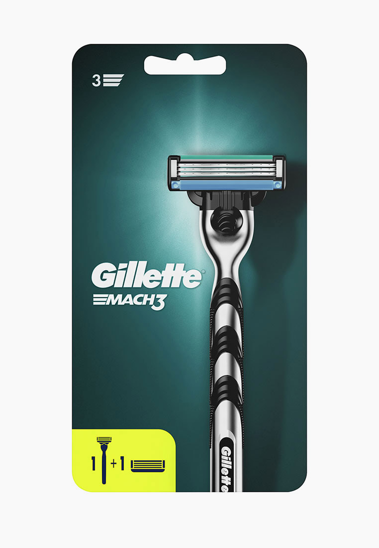 Станок для бритья Gillette MACH 3 (станок+2 кассеты), цвет: серебряный ...