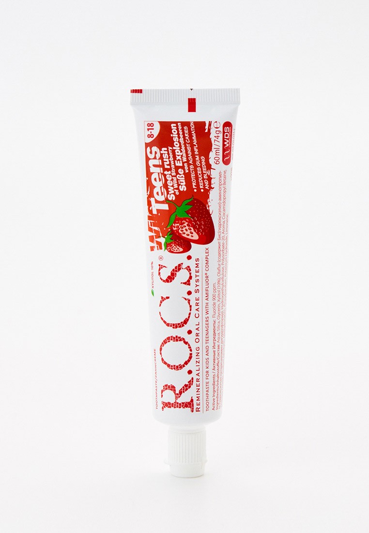 Зубная паста R.O.C.S. TEENS ЗЕМЛЯНИКА, цвет: прозрачный, RTLABX193002 ...