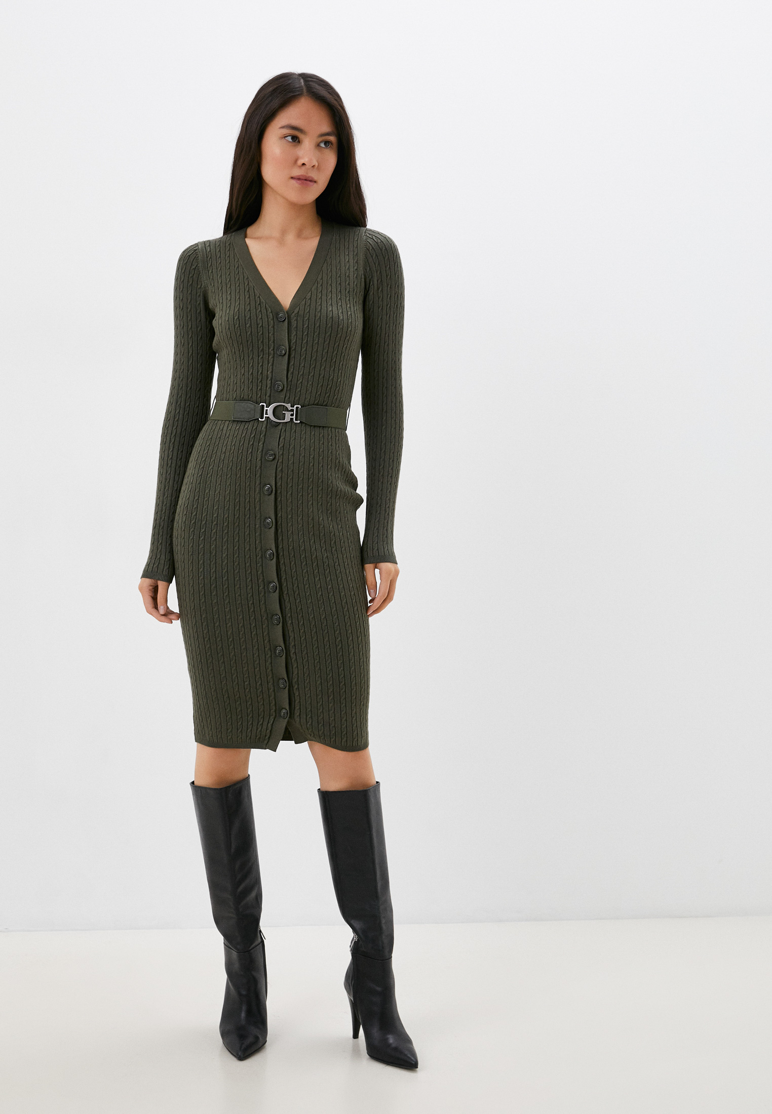 Платье Guess, цвет: хаки, RTLABY054101 — купить в интернет-магазине Lamoda