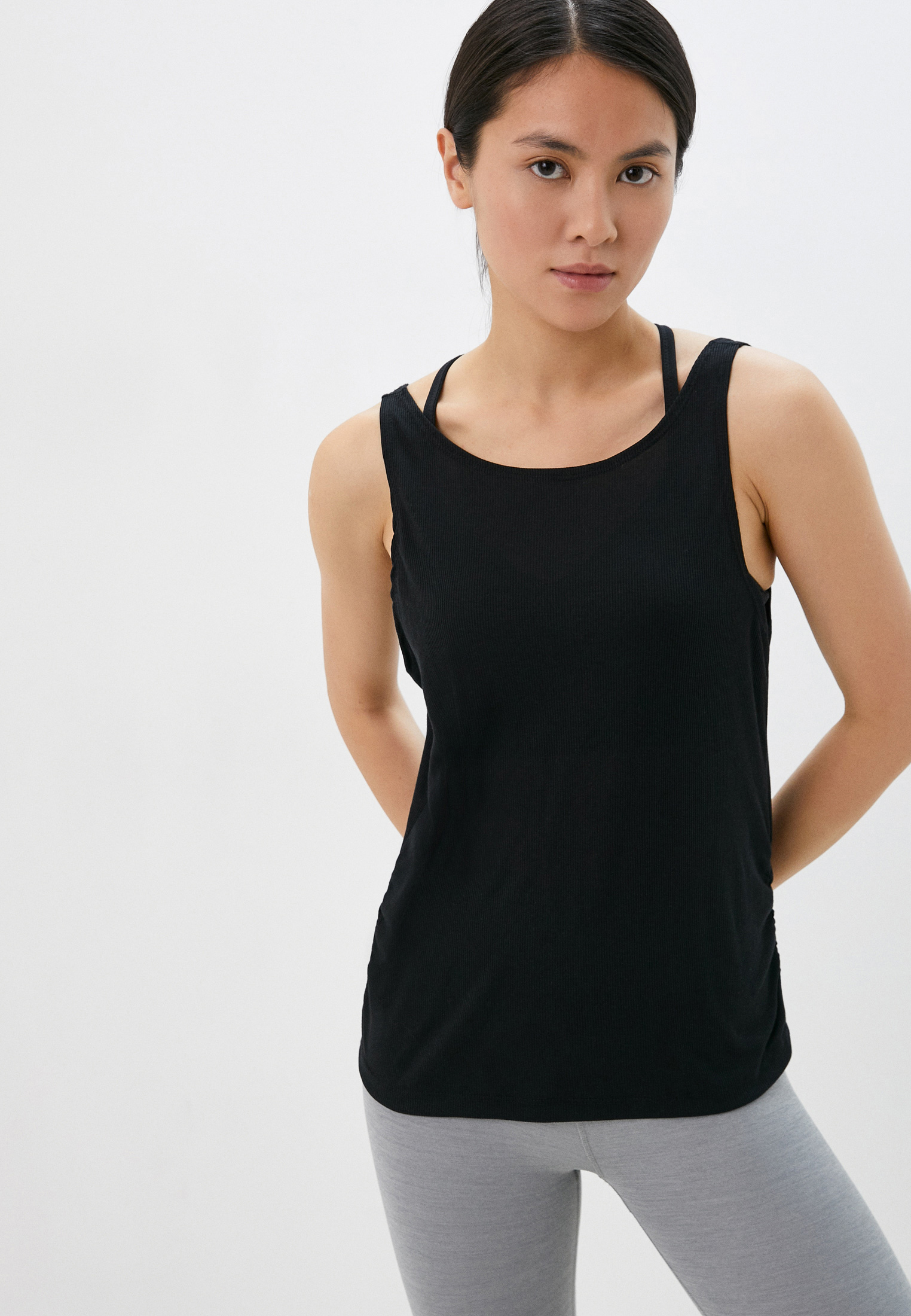Майка спортивная Nike W NK YOGA RUCHE TANK NFS, цвет: черный ...
