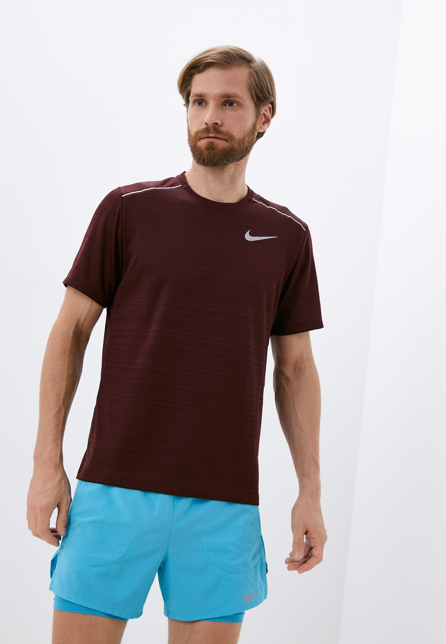 Футболка спортивная Nike M NK DF MILER TOP SS NFS, цвет: коричневый ...
