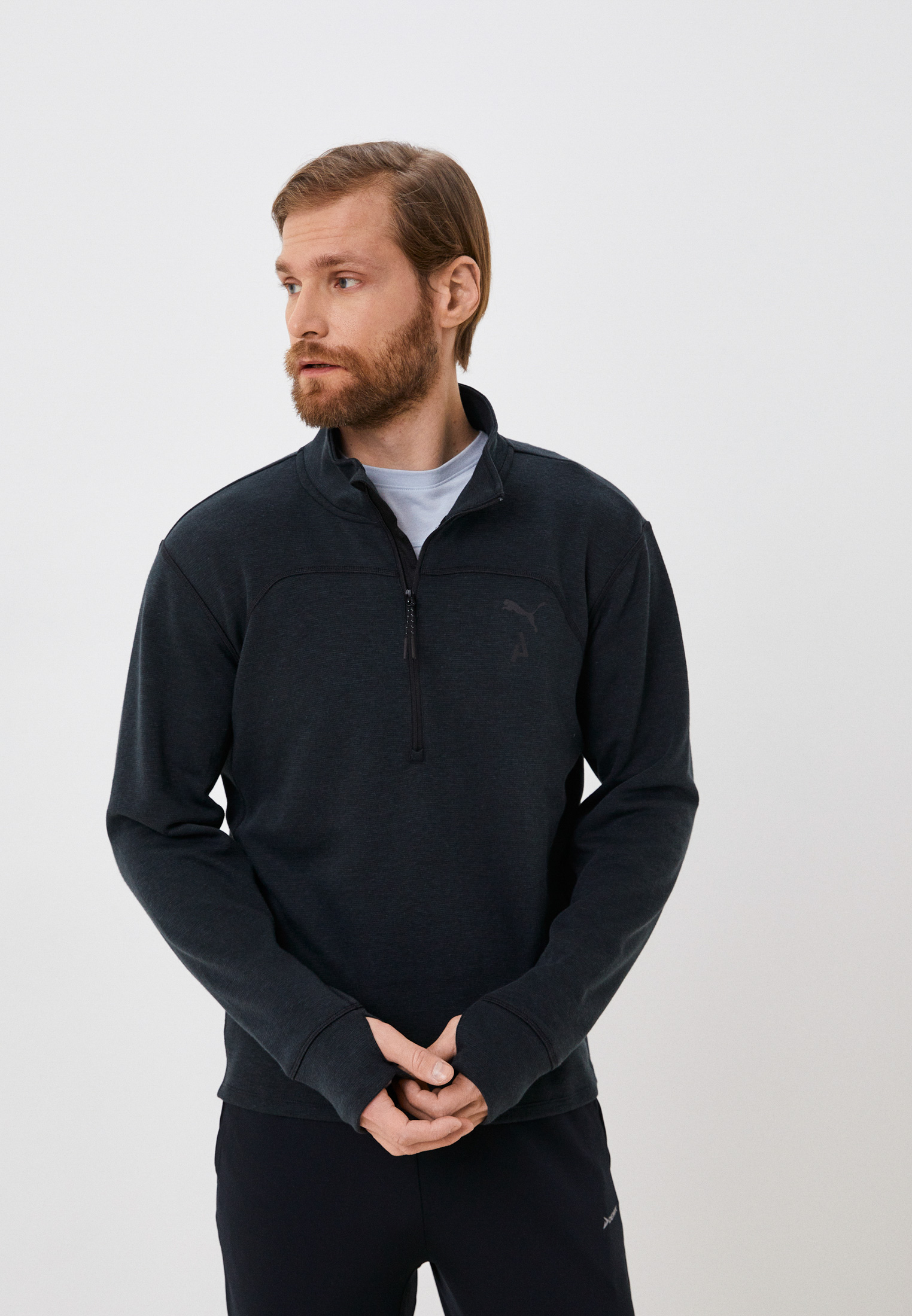 Олимпийка PUMA SEASONS 1/2 ZIP PULLOVER M Puma Black, цвет: черный ...