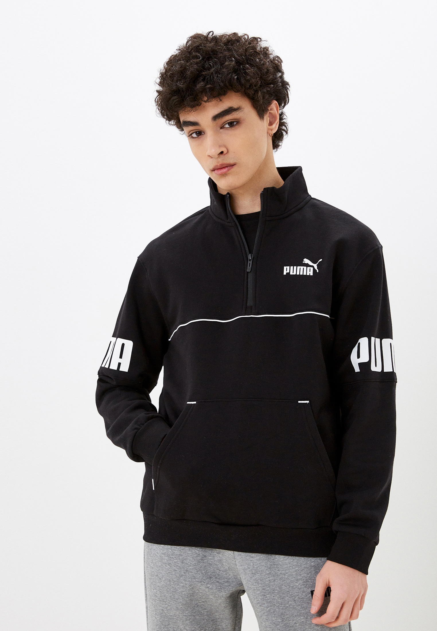 Олимпийка PUMA Puma Power Colorblock Half-Zip FL, цвет: черный ...