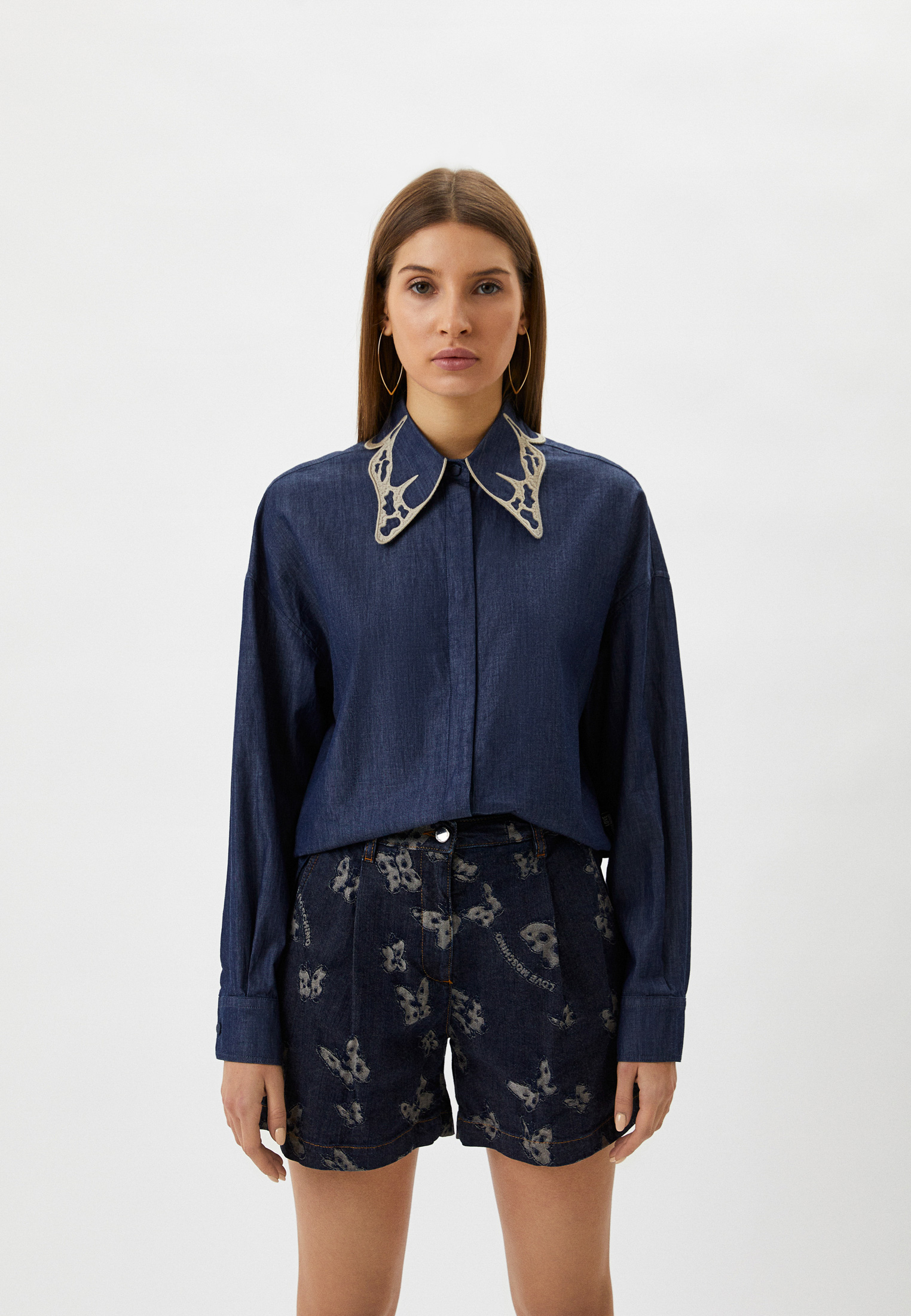 Рубашка Love Moschino, цвет: синий, RTLACE903201 — купить в интернет ...