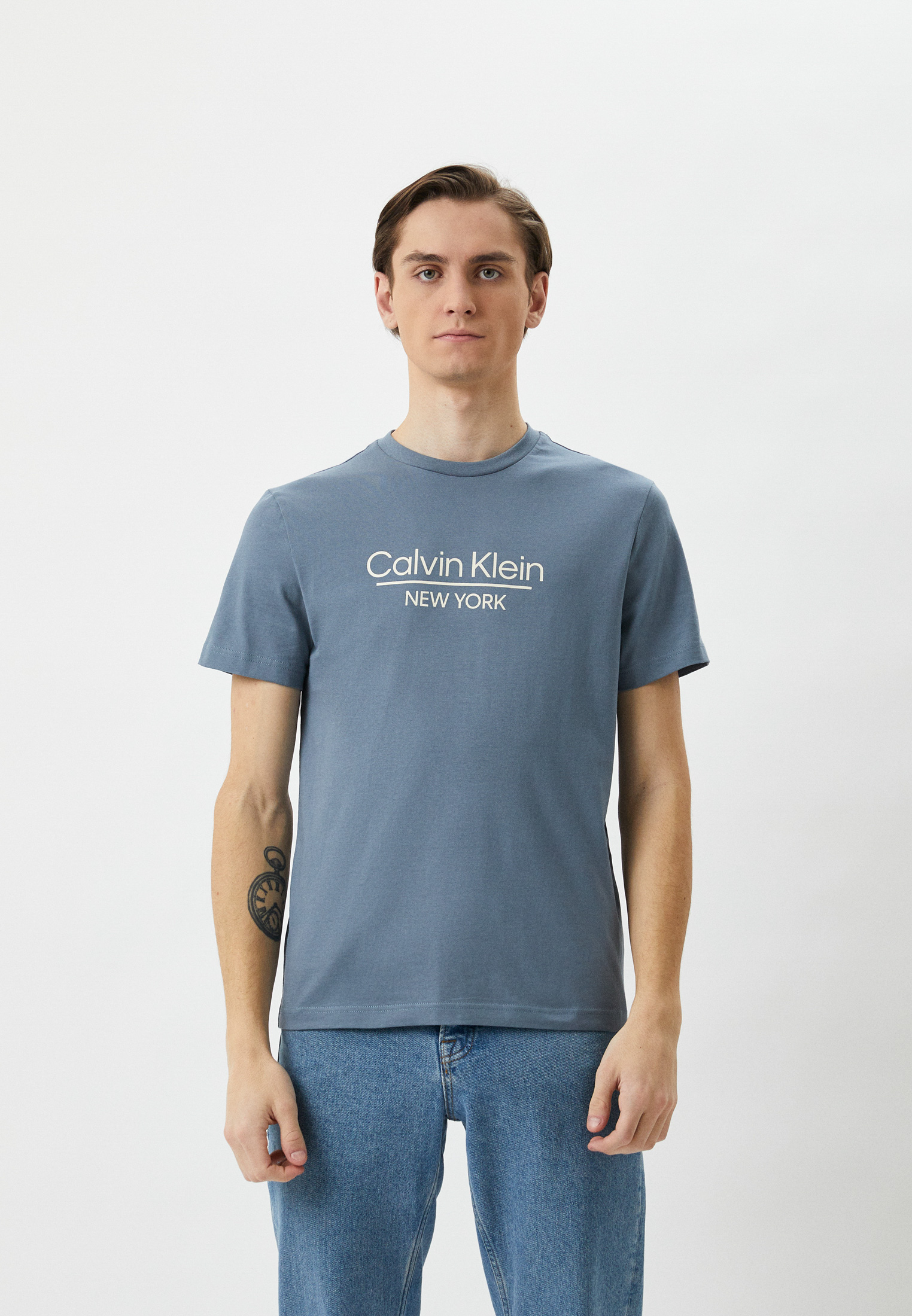 Футболка Calvin Klein, цвет: голубой, RTLACF623601 — купить в интернет ...