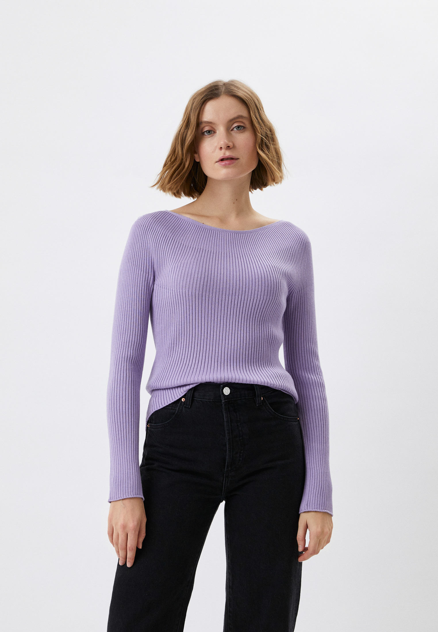 Джемпер UNIQLO в рубчик, 3D-вязка, цвет: фиолетовый, RTLACG810301 ...