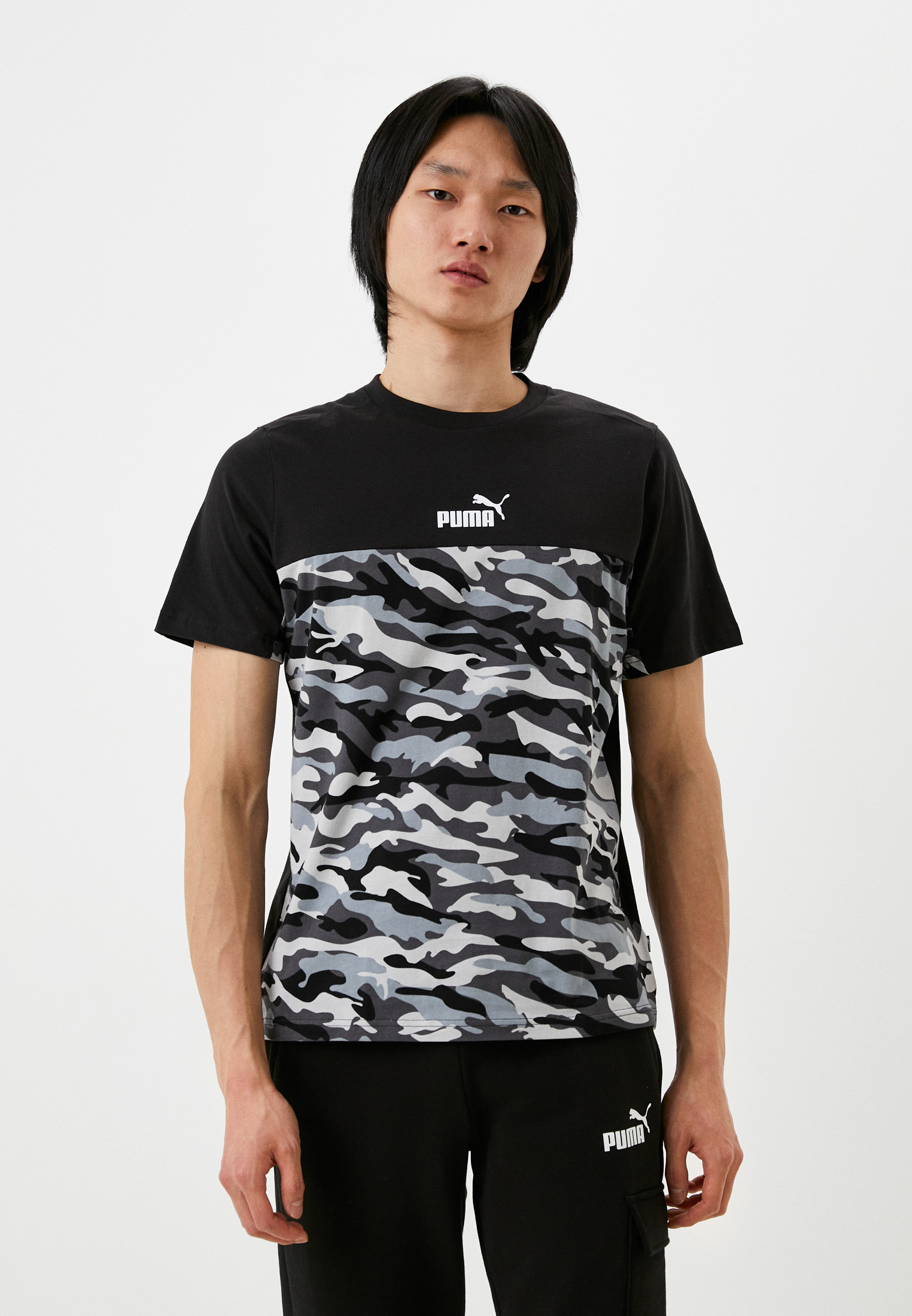 Футболка PUMA ESS BLOCK CAMO Tee PUMA Black, цвет: мультиколор ...