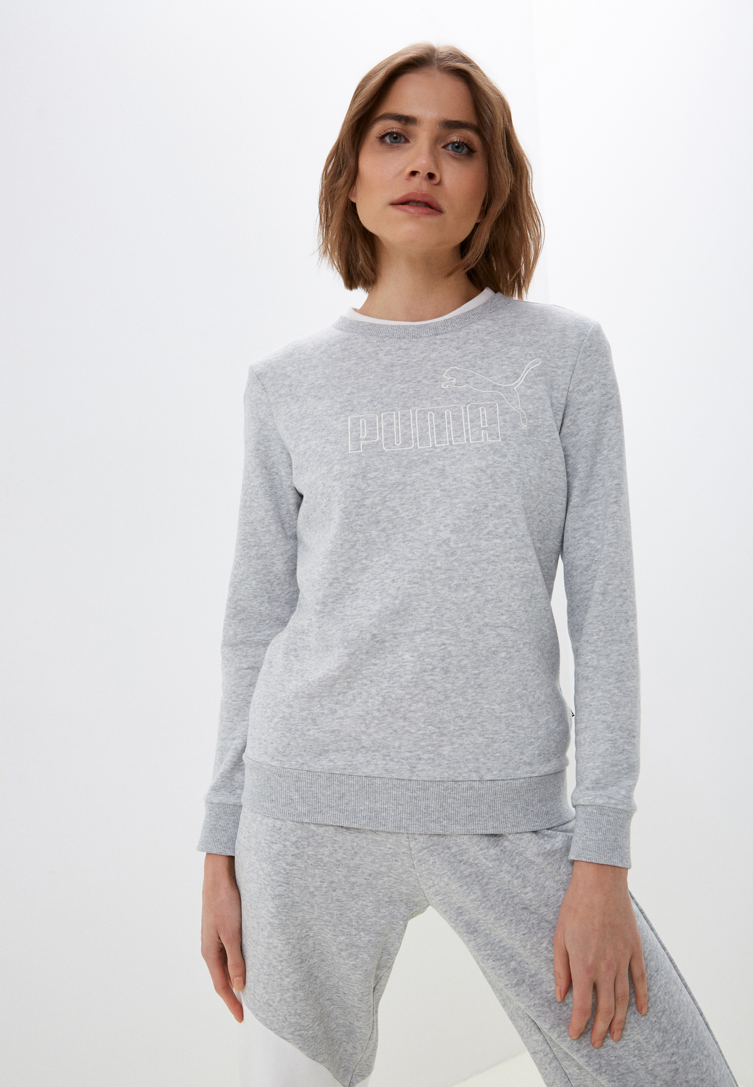 Свитшот PUMA ESS Elevated Crew Light Gray Heather, цвет: серый ...