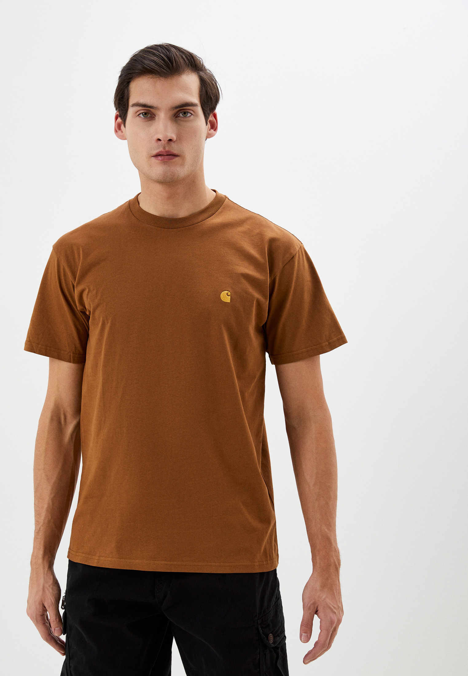 Футболка Carhartt WIP, цвет: коричневый, RTLACK406801 — купить в ...