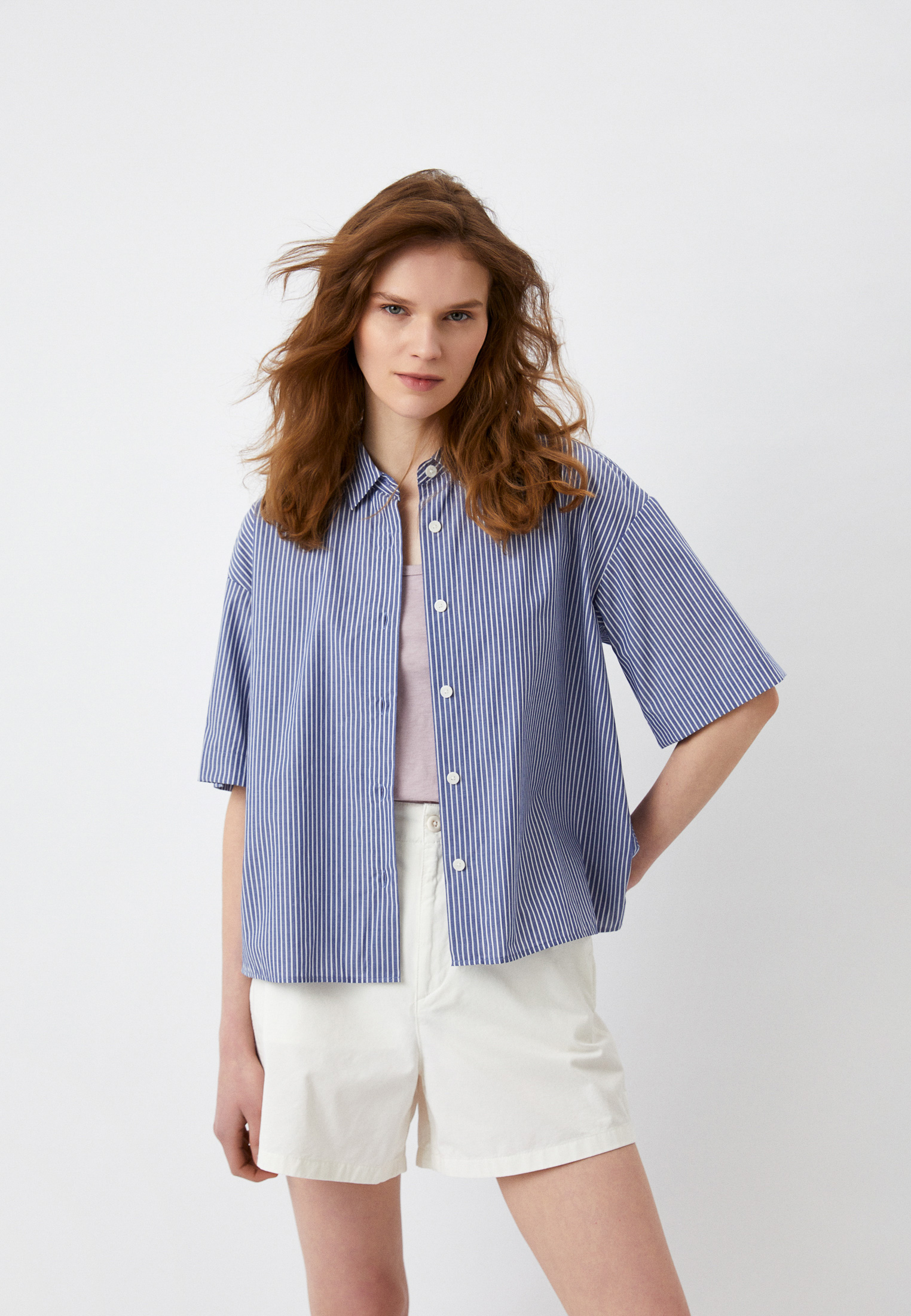 Рубашка UNIQLO из хлопка, цвет: синий, RTLACK508001 — купить в интернет ...