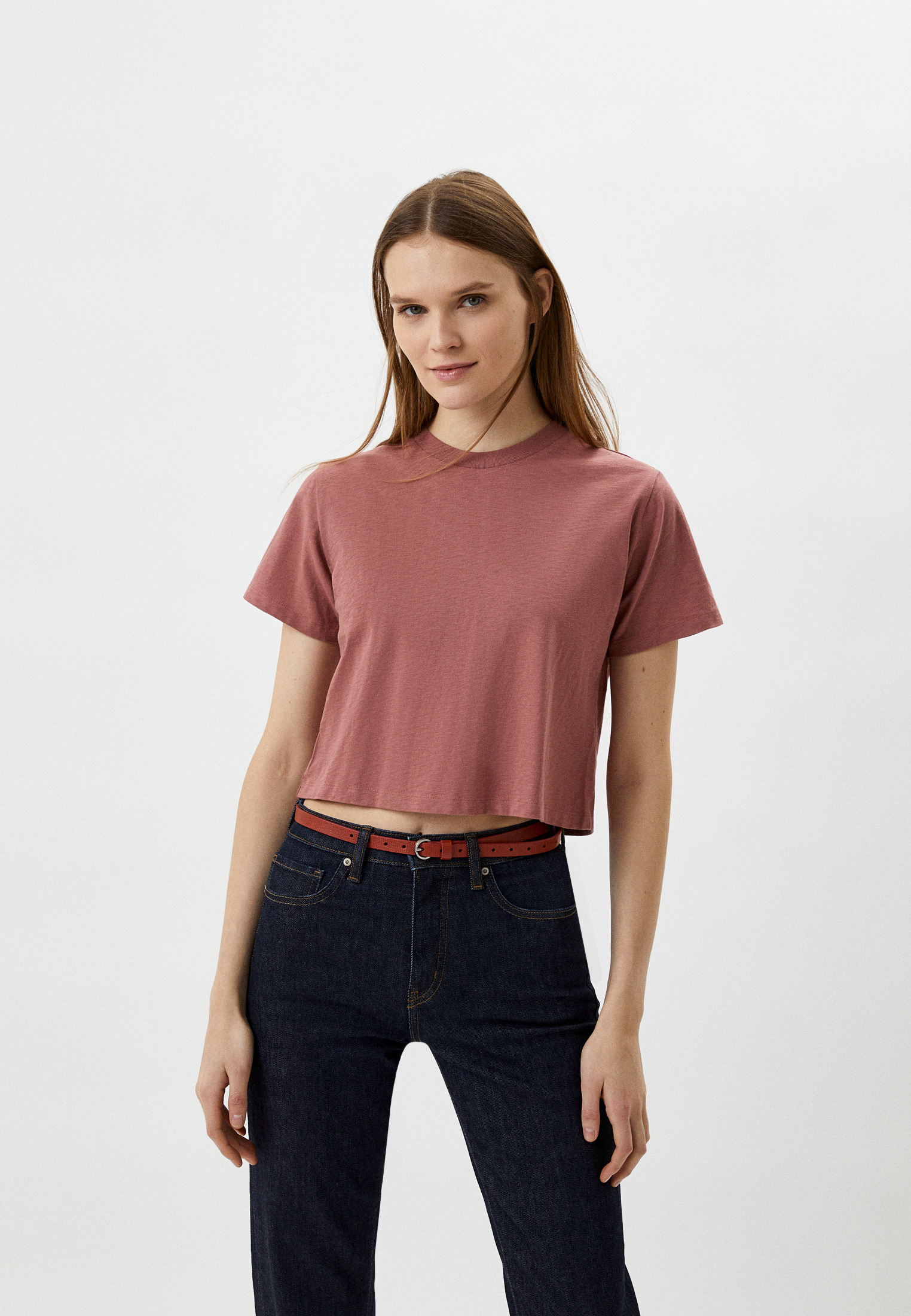 Футболка UNIQLO укороченная, цвет: розовый, RTLACG432201 — купить в ...