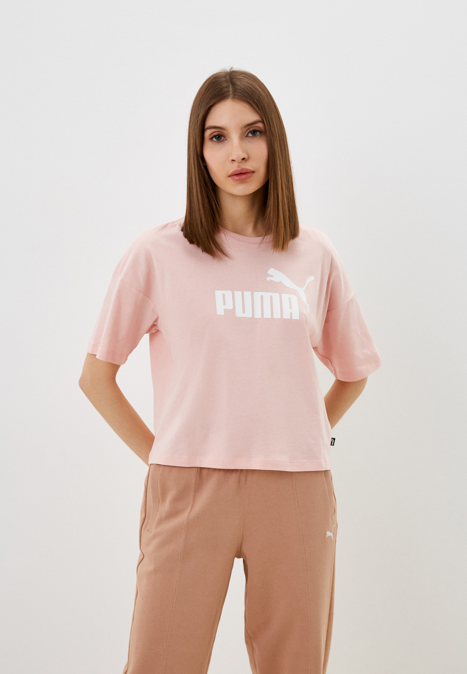 Футболка PUMA ESS Cropped Logo Tee Rose Dust, цвет: розовый ...
