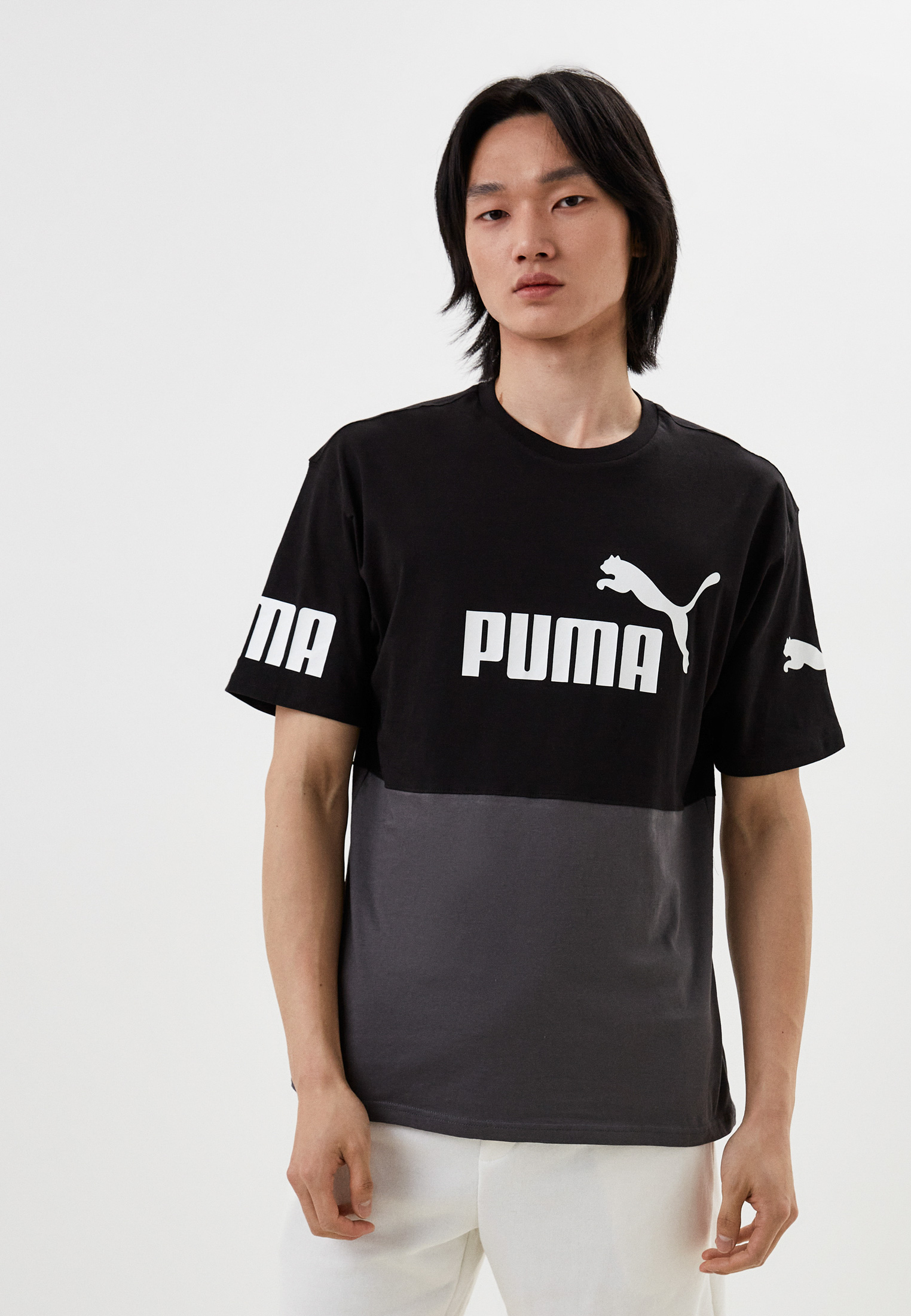 Футболка PUMA POWER Colorblock Tee PUMA Black, цвет: черный ...