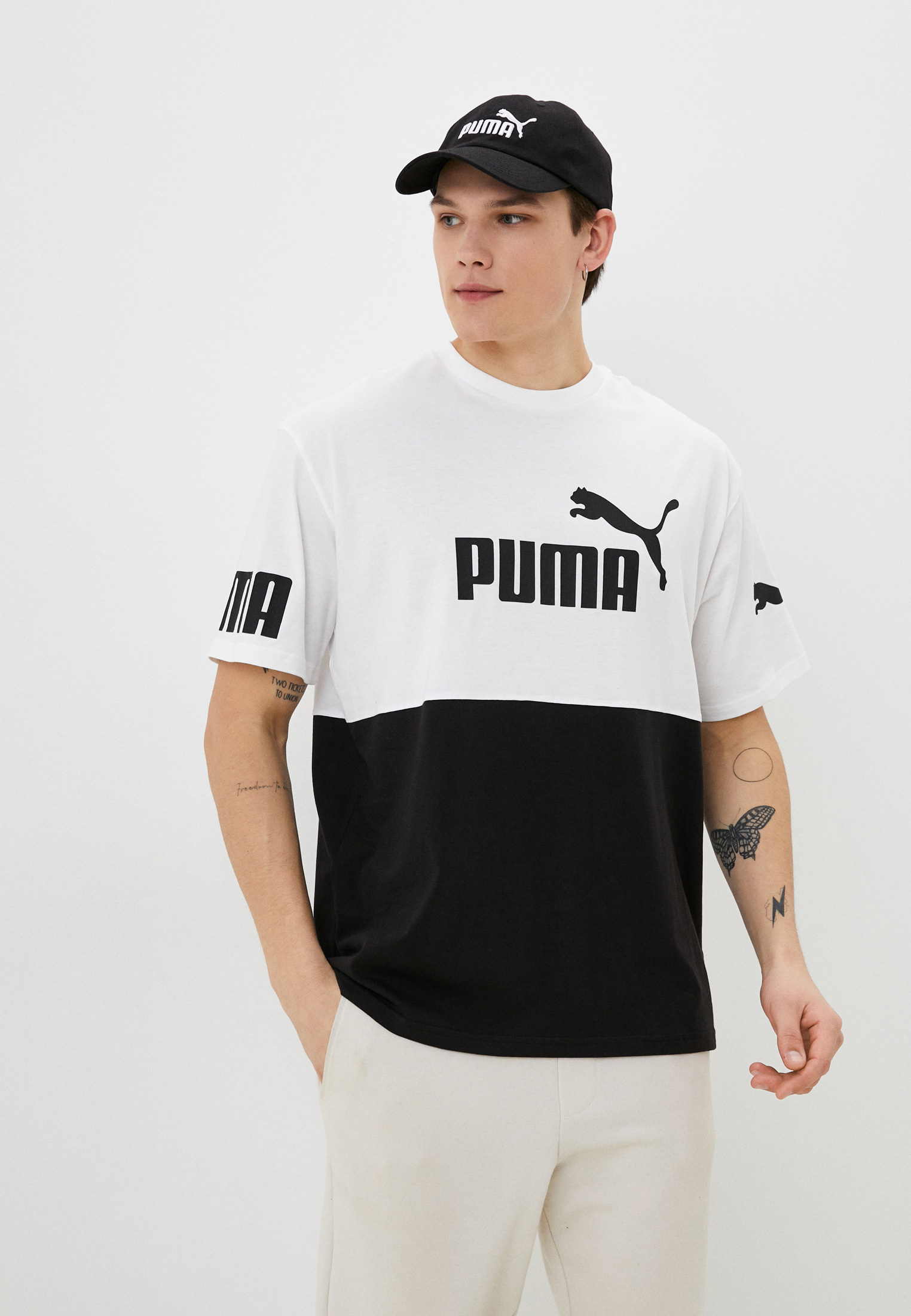 Футболка PUMA PUMA POWER Colorblock Tee PUMA White, цвет: мультиколор ...