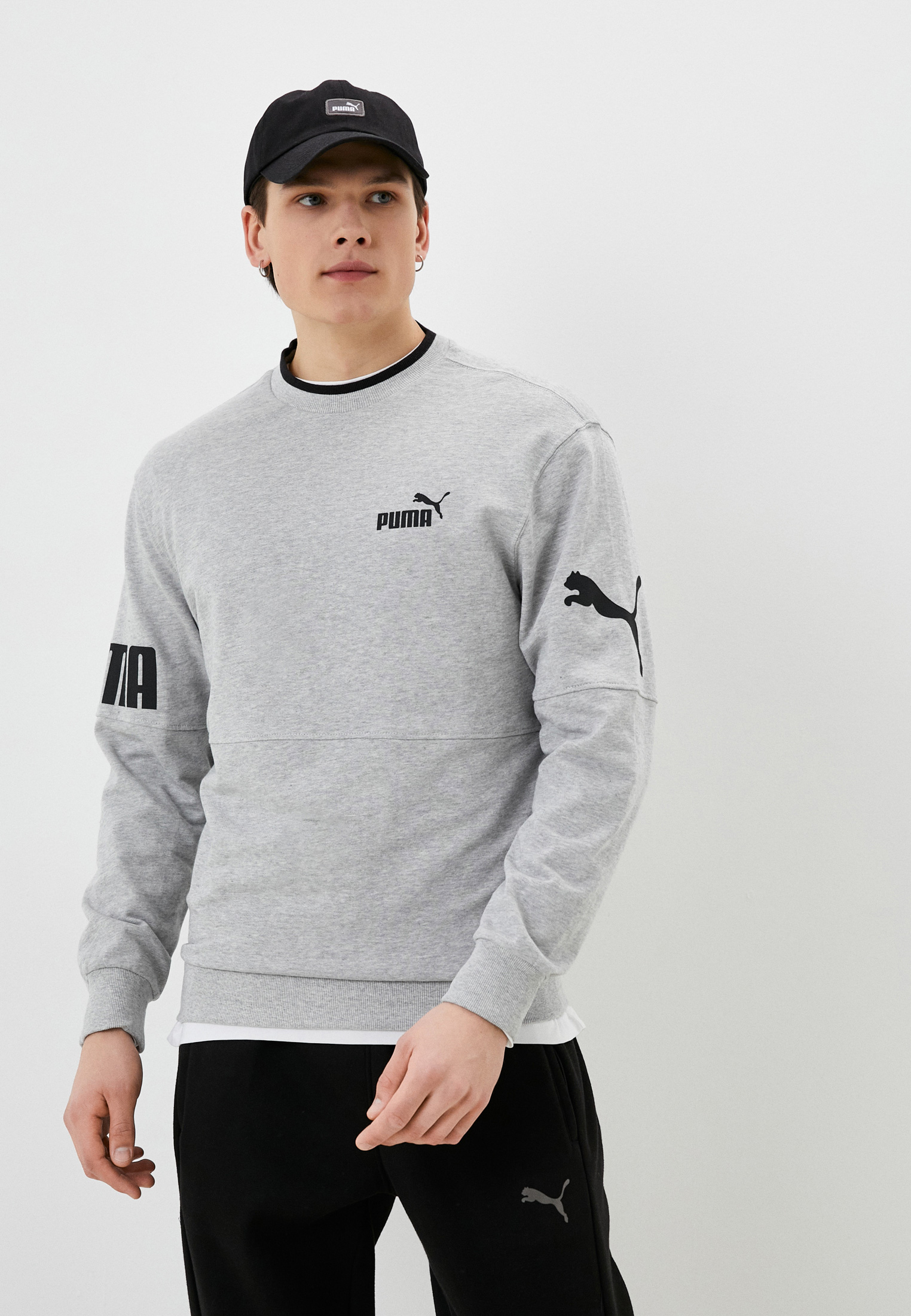 Свитшот PUMA PUMA POWER Colorblock Crew TR Light Gray, цвет: серый ...