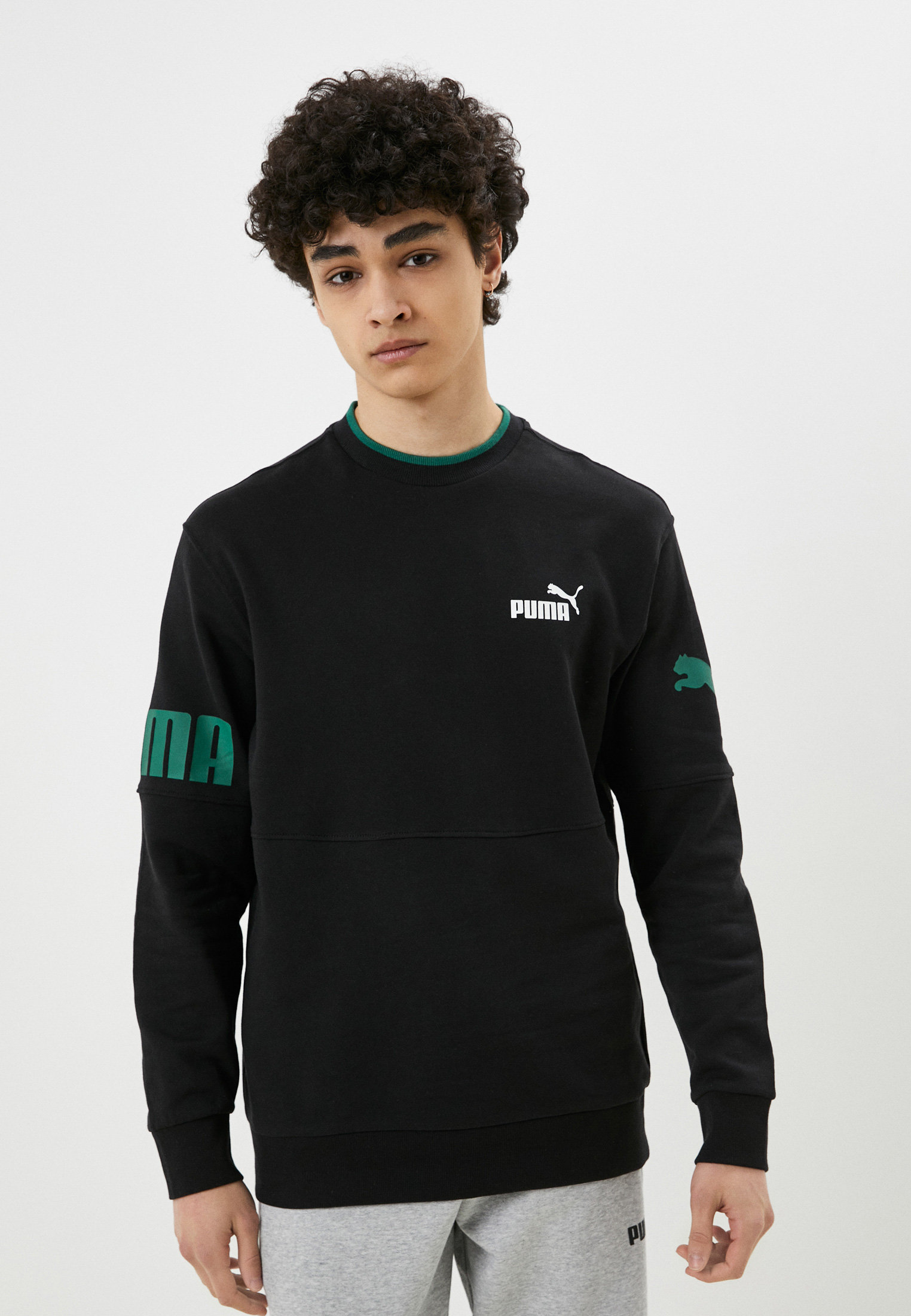 Свитшот PUMA PUMA POWER Colorblock Crew TR PUMA Black, цвет: черный ...