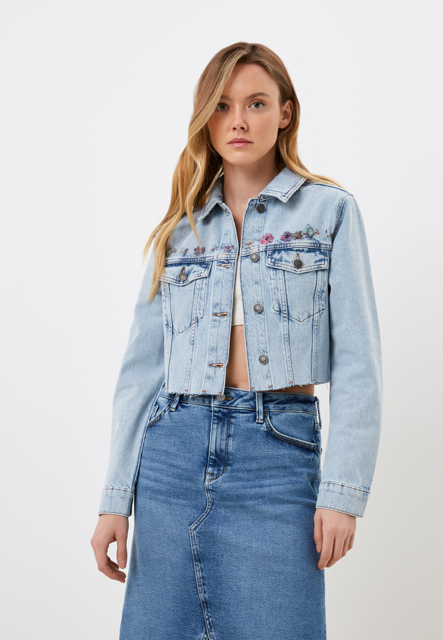 Куртка джинсовая Desigual, цвет: голубой, RTLACL602701 — купить в ...