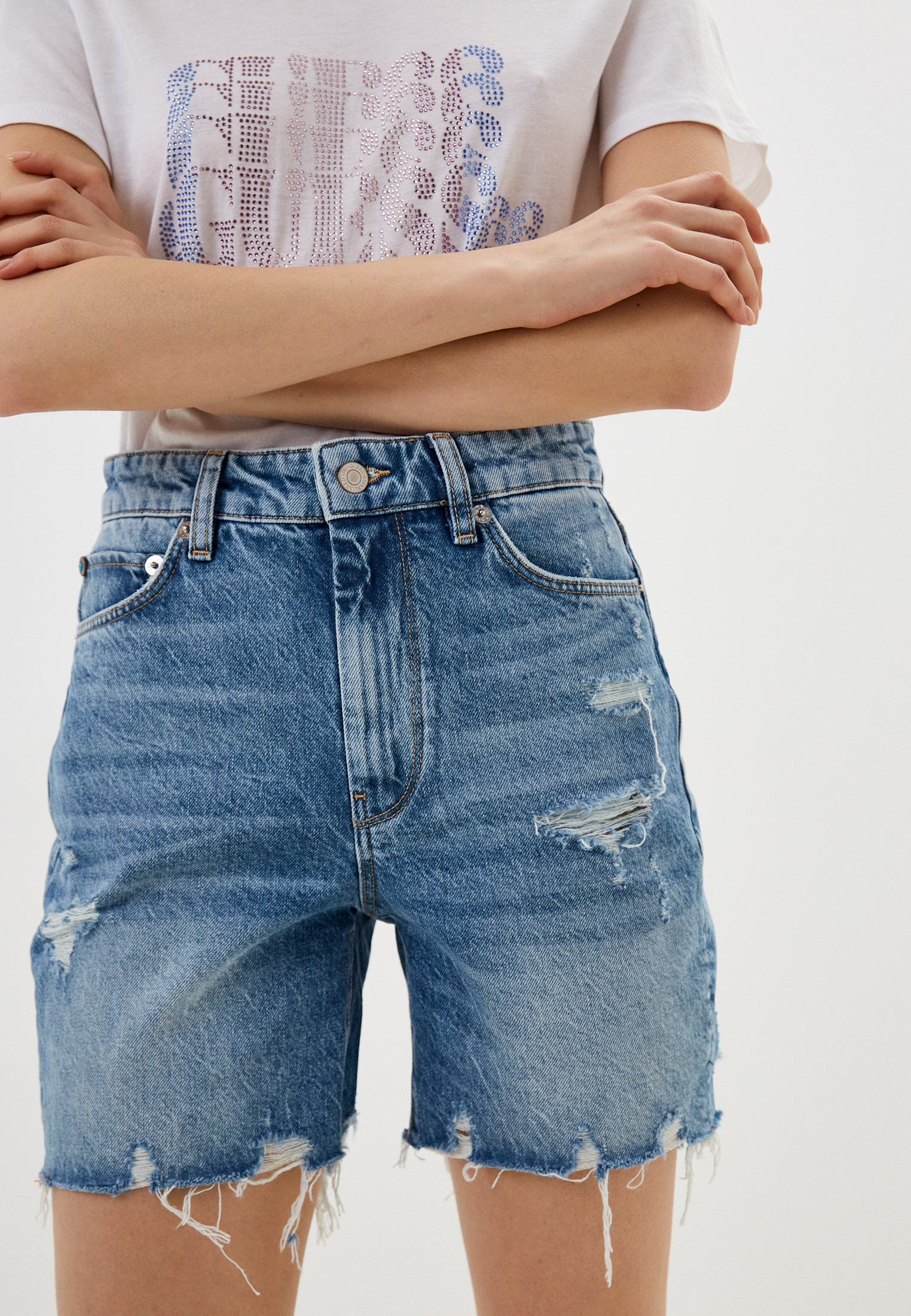 Шорты джинсовые Guess 80S PEDAL, цвет: синий, RTLACN920801 — купить в ...