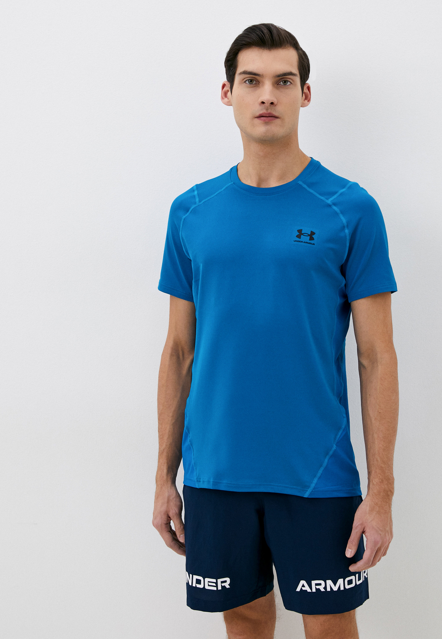 Футболка спортивная Under Armour UA HG ARMOUR FITTED SS, цвет: синий ...