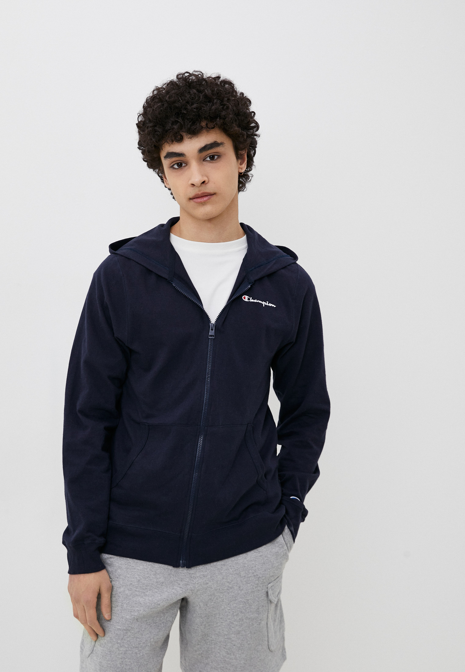 Толстовка Champion MIDDLEWEIGHT FULL ZIP T-SHIRT HOODIE, цвет: синий ...