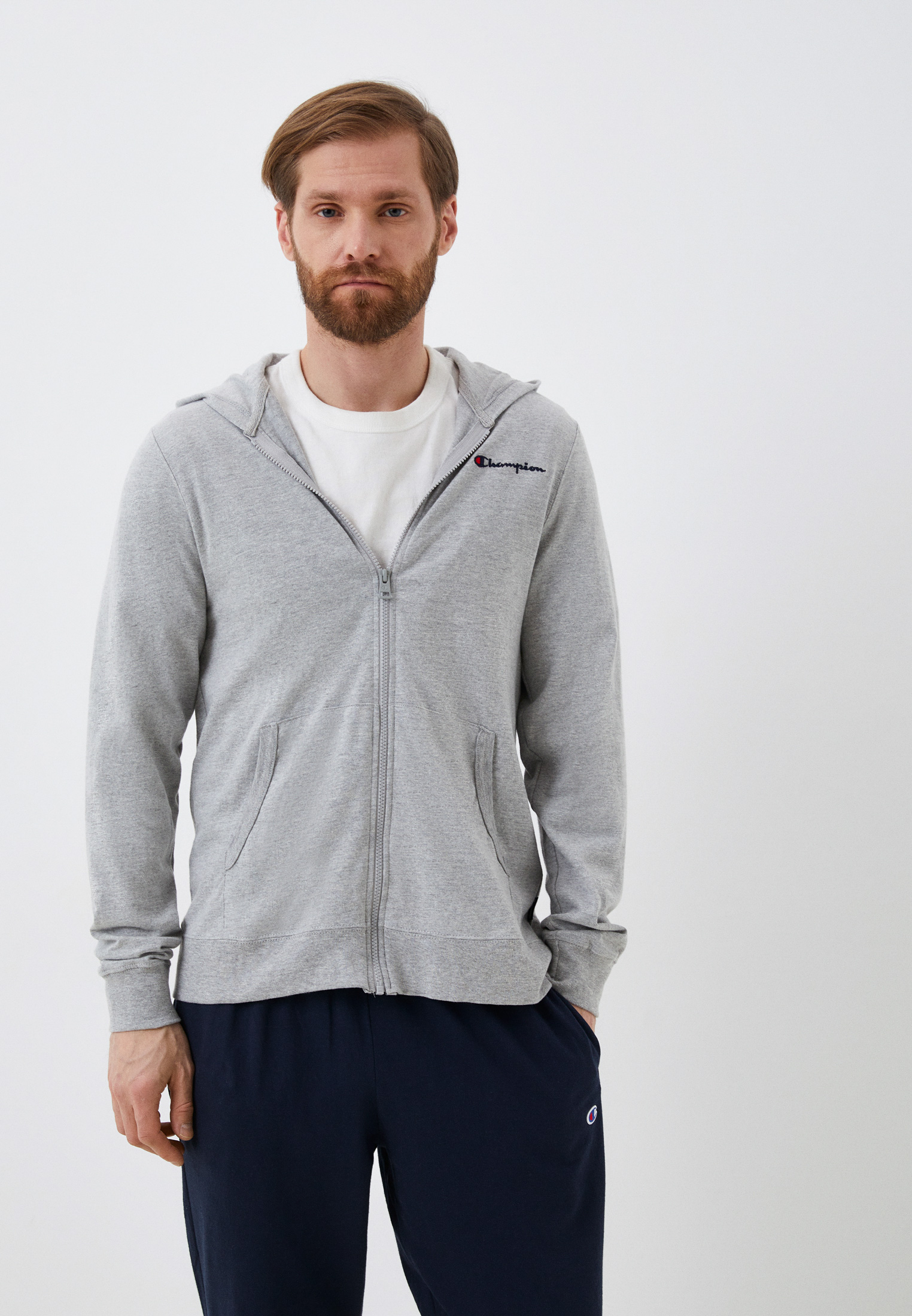 Толстовка Champion MIDDLEWEIGHT FULL ZIP T-SHIRT HOODIE, цвет: серый ...