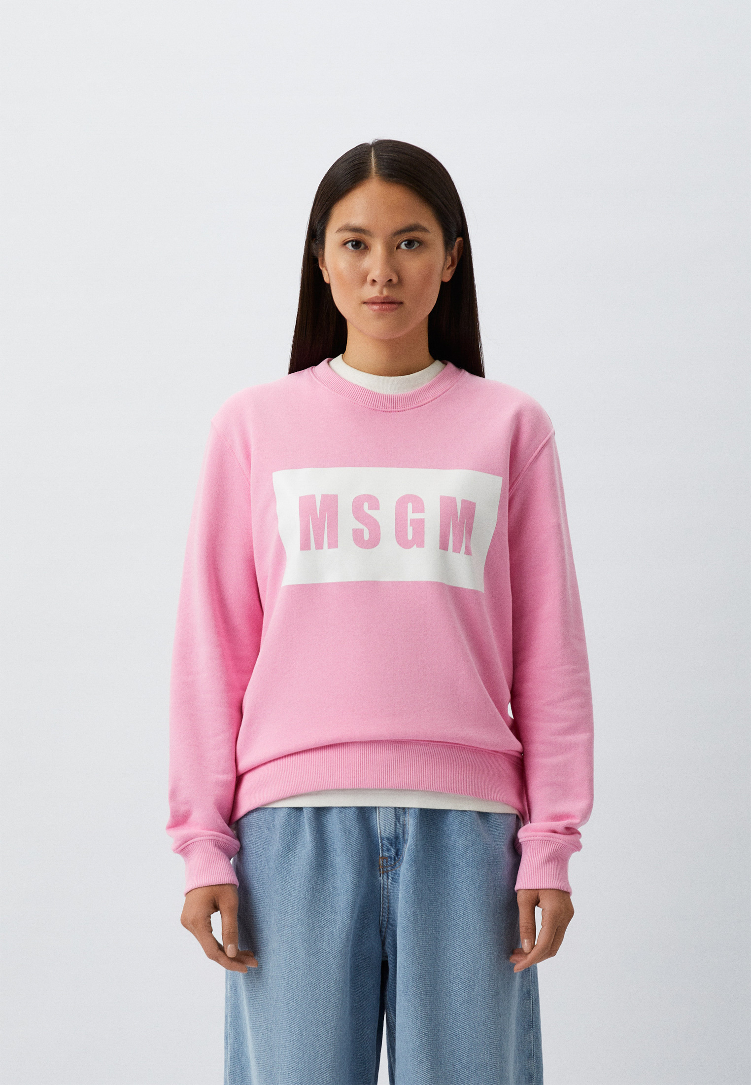 Свитшот MSGM, цвет: розовый, RTLACS961901 — купить в интернет-магазине Lamoda