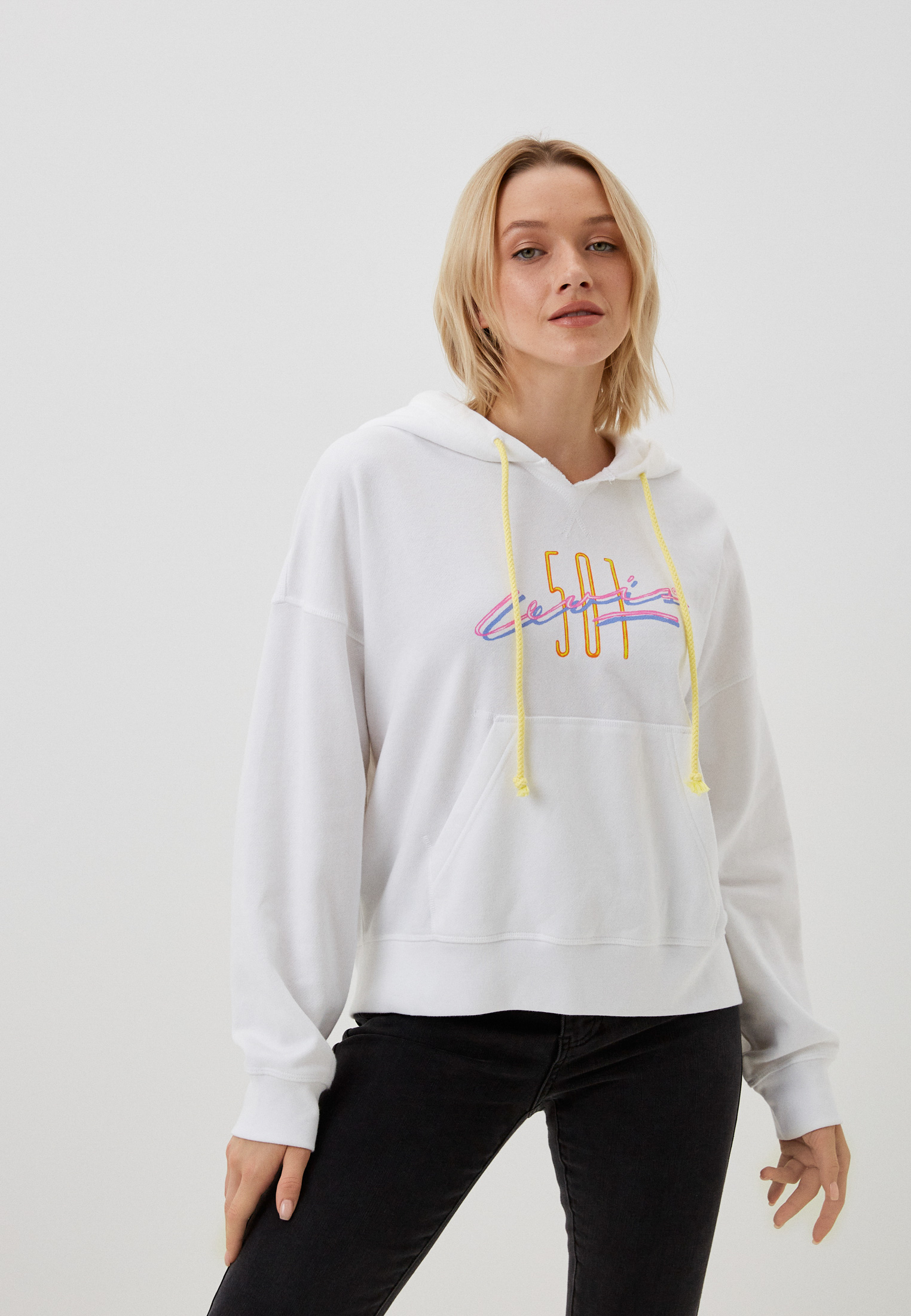 Худи Levi's®, цвет: белый, RTLACT542901 — купить в интернет-магазине Lamoda