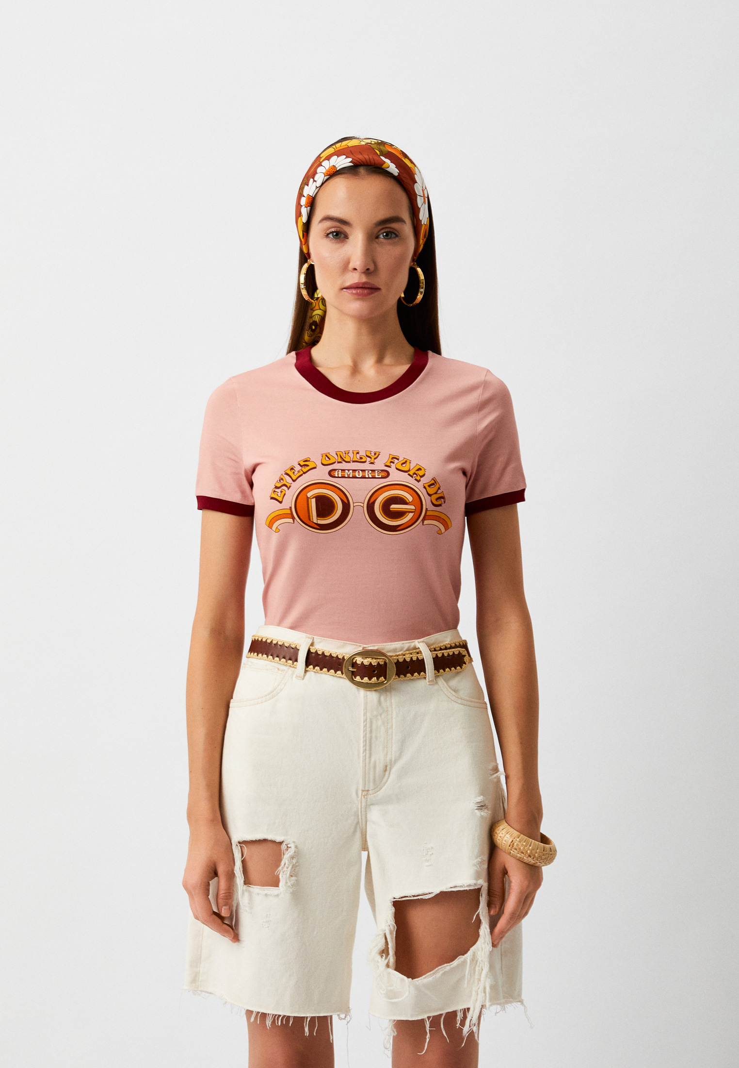 Футболка Dolce&Gabbana, цвет: розовый, RTLACU496601 — купить в интернет ...