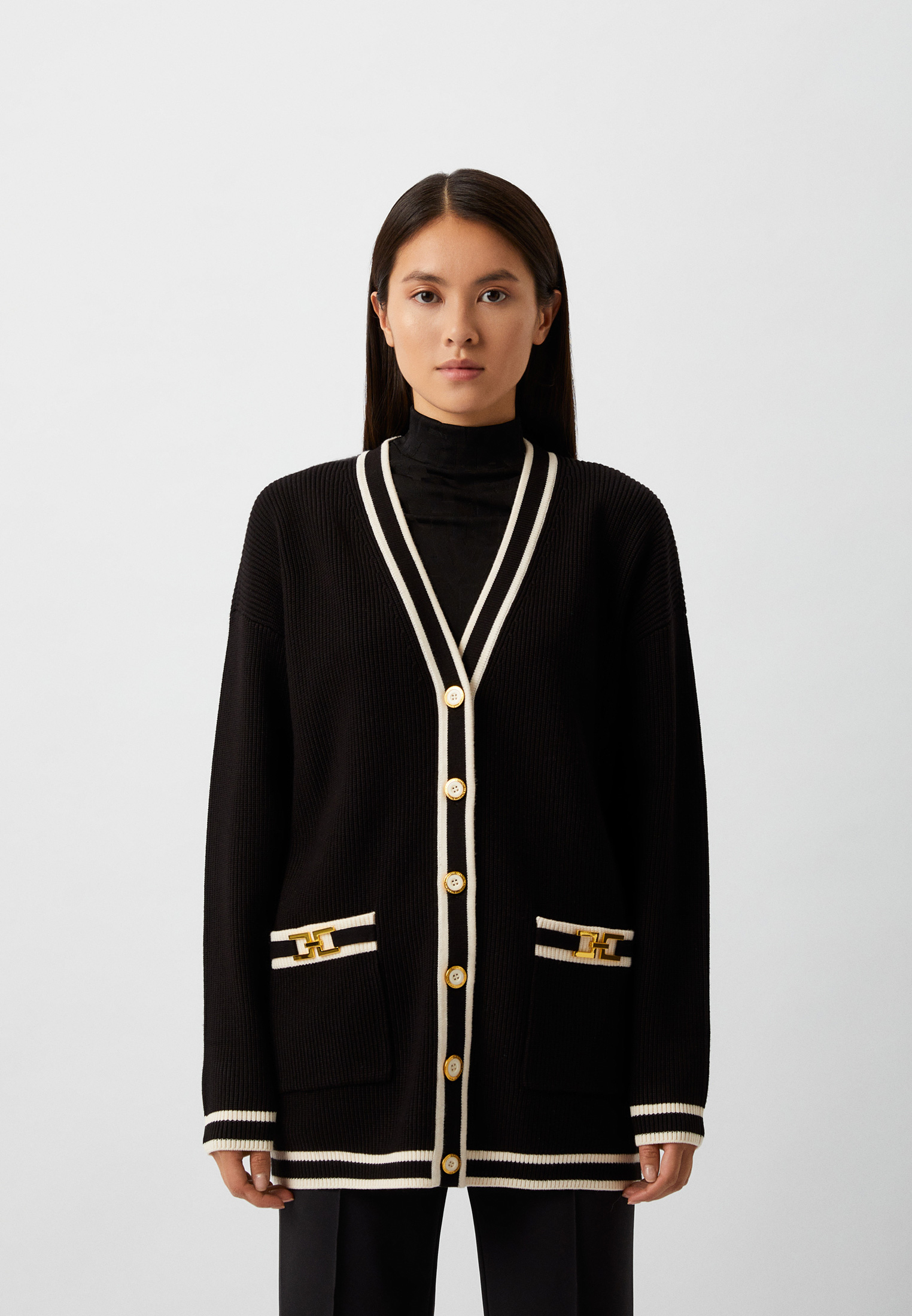 Кардиган Elisabetta Franchi, цвет: черный, RTLACU858001 — купить в ...