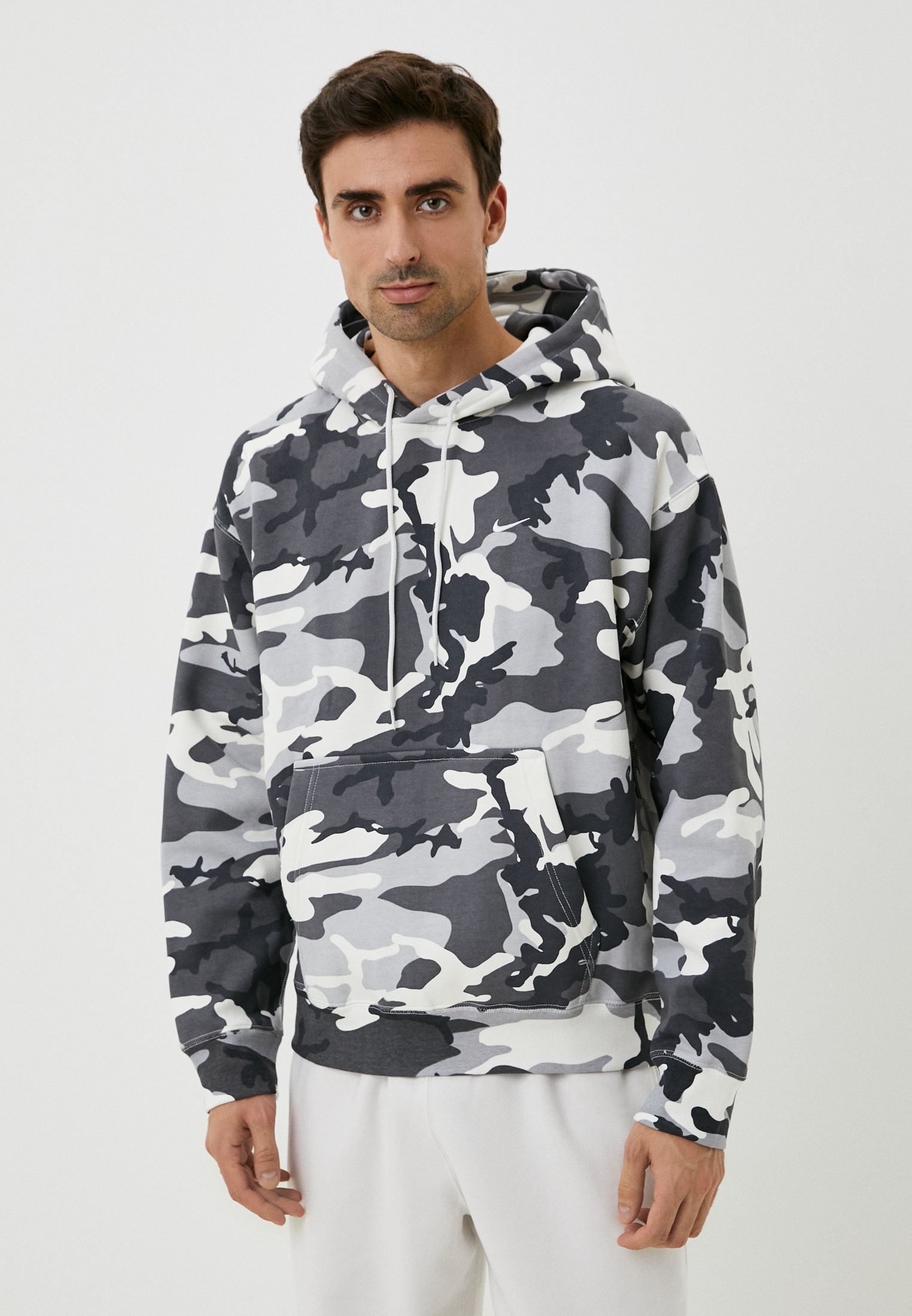 Худи Nike NRG Solo Swoosh Fleece Camo Hoodie, цвет: серый, RTLACV570501 ...