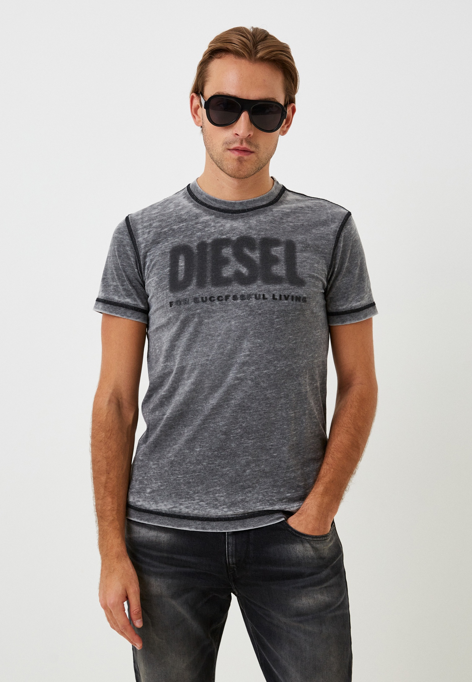 Футболка Diesel, цвет: серый, RTLADA344401 — купить в интернет-магазине ...