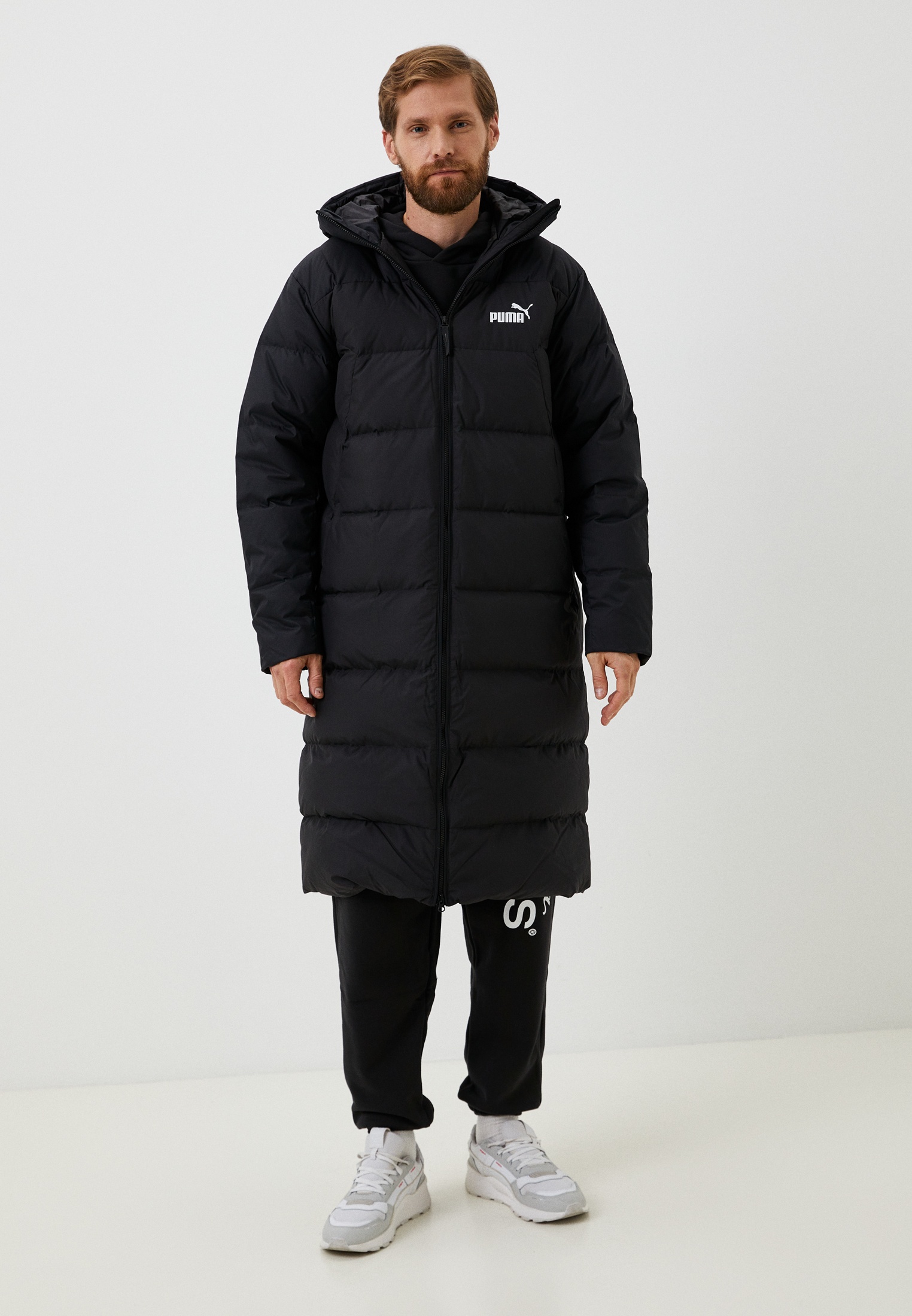 Пуховик PUMA Long Hooded Down Coat PUMA Black, цвет: черный ...