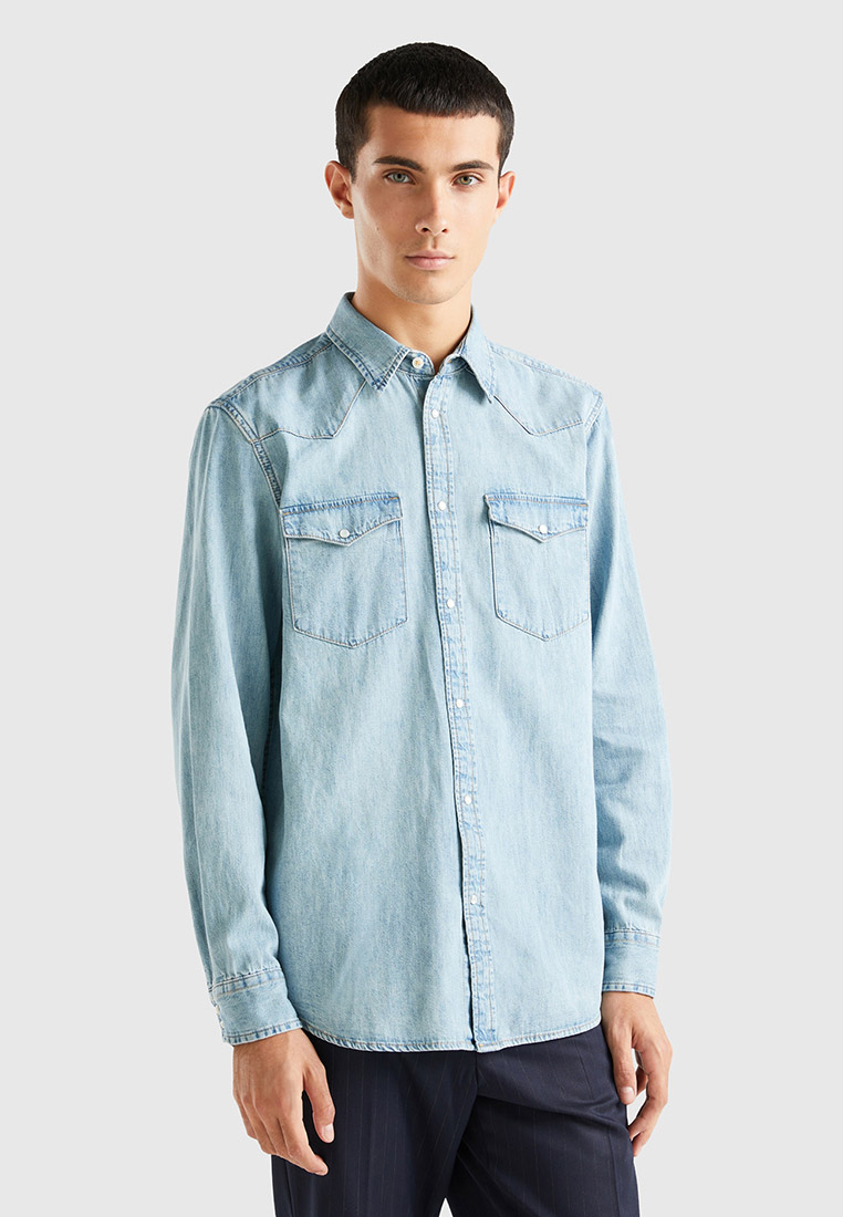 Рубашка United Colors of Benetton, цвет: голубой, RTLADC313301 — купить ...