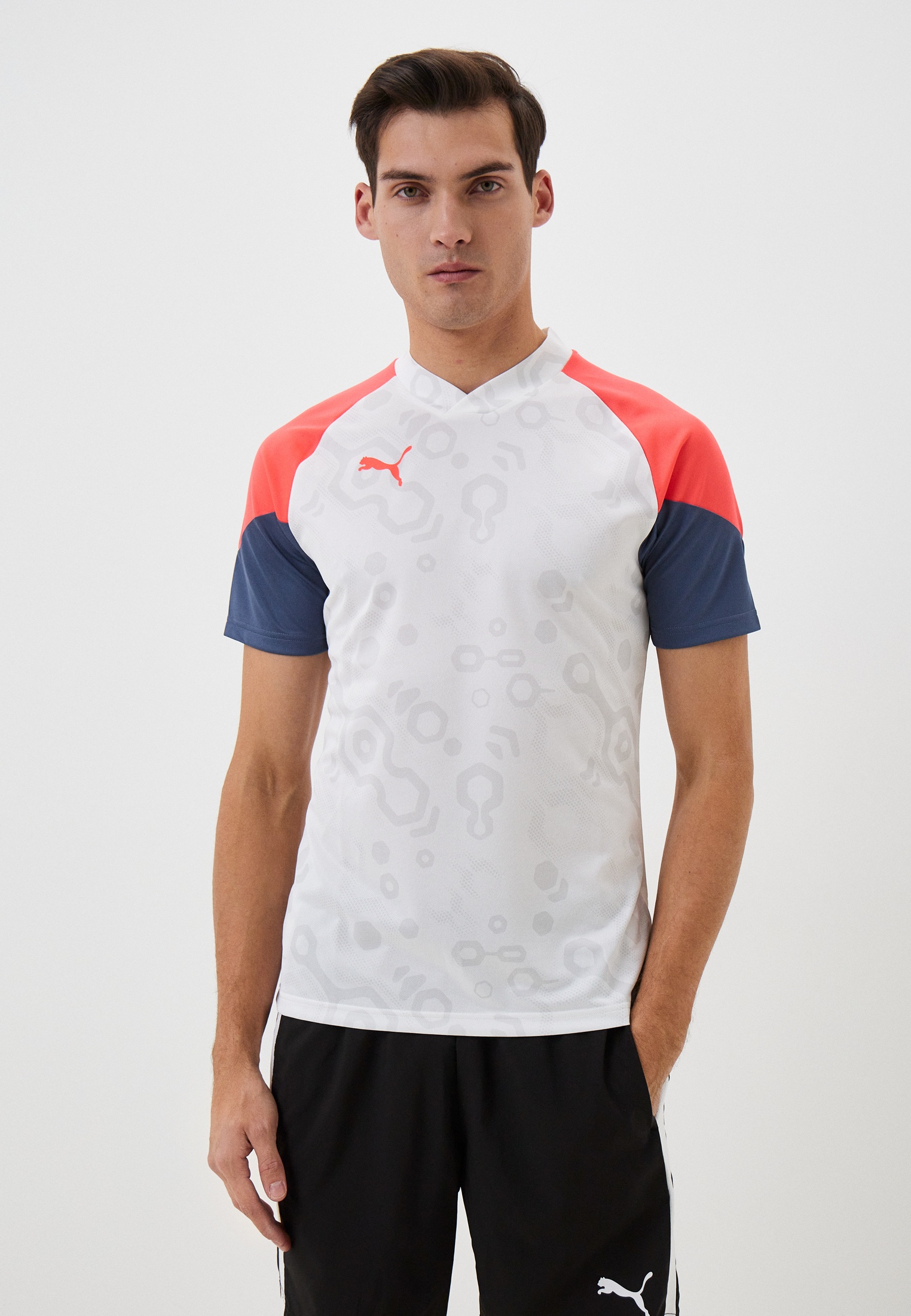 Футболка спортивная PUMA individualCUP Jersey PUMA White-Fire Orc, цвет ...