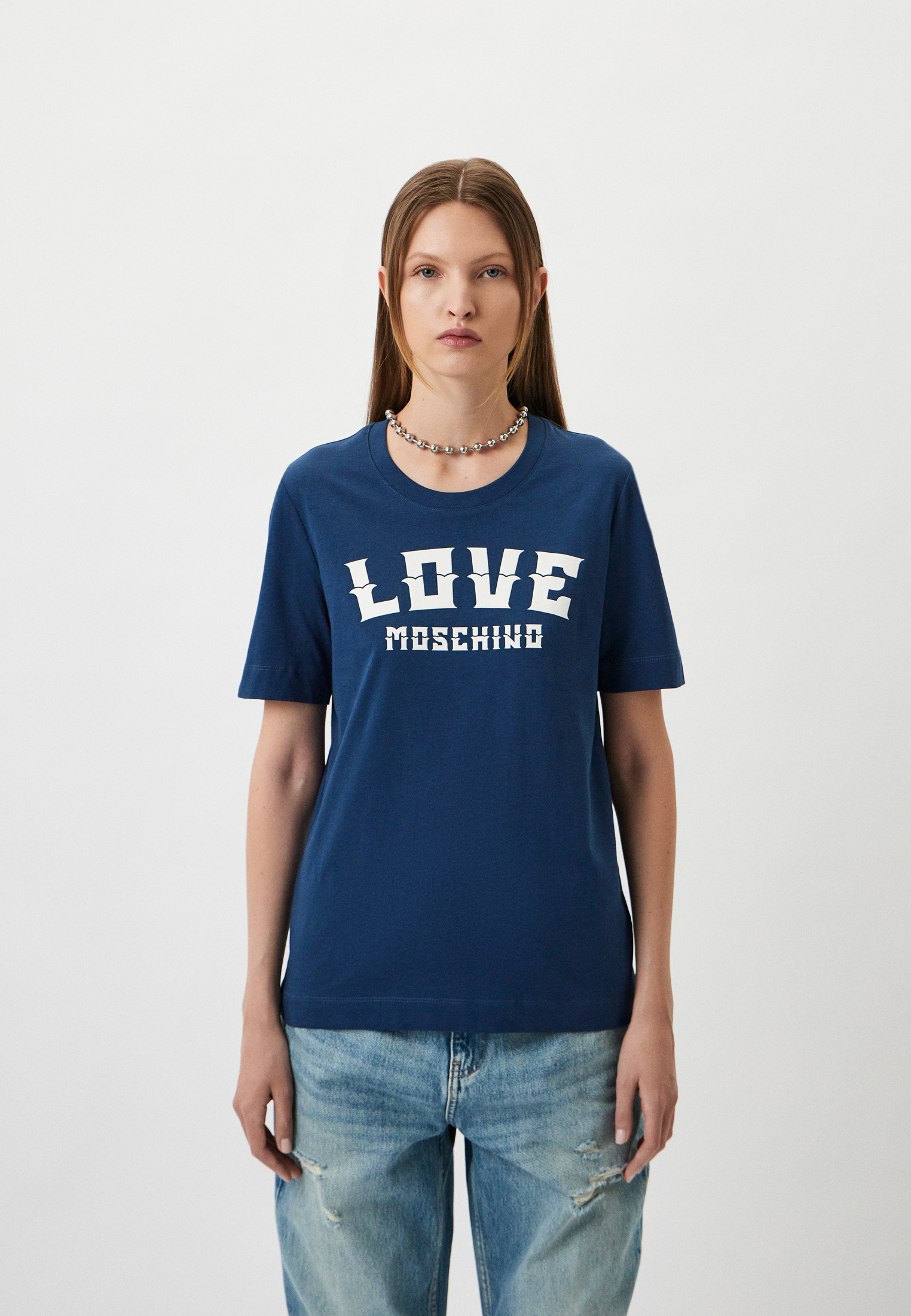 Футболка Love Moschino, цвет: синий, RTLADD527001 — купить в интернет ...